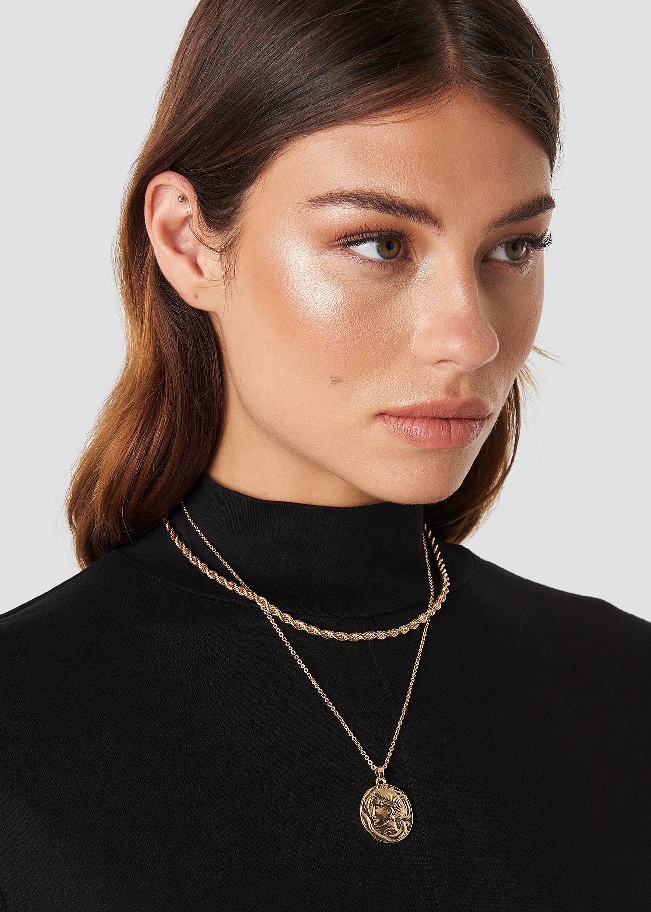 Thick Chain Coin Double Necklace Gold | NA-KD