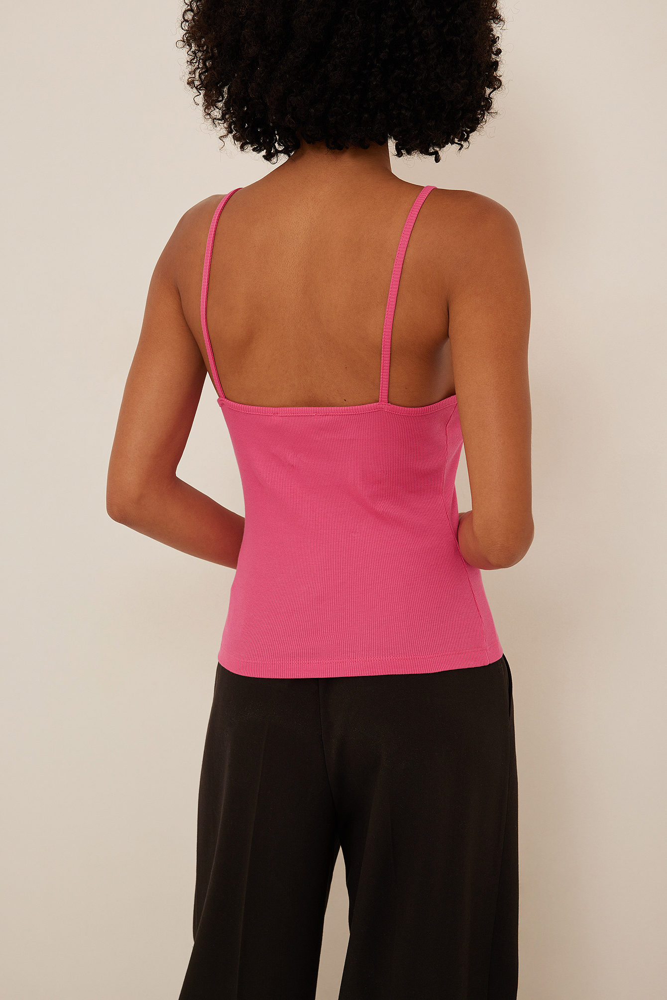 Thin Strap High Neck Singlet Pink | na-kd.com