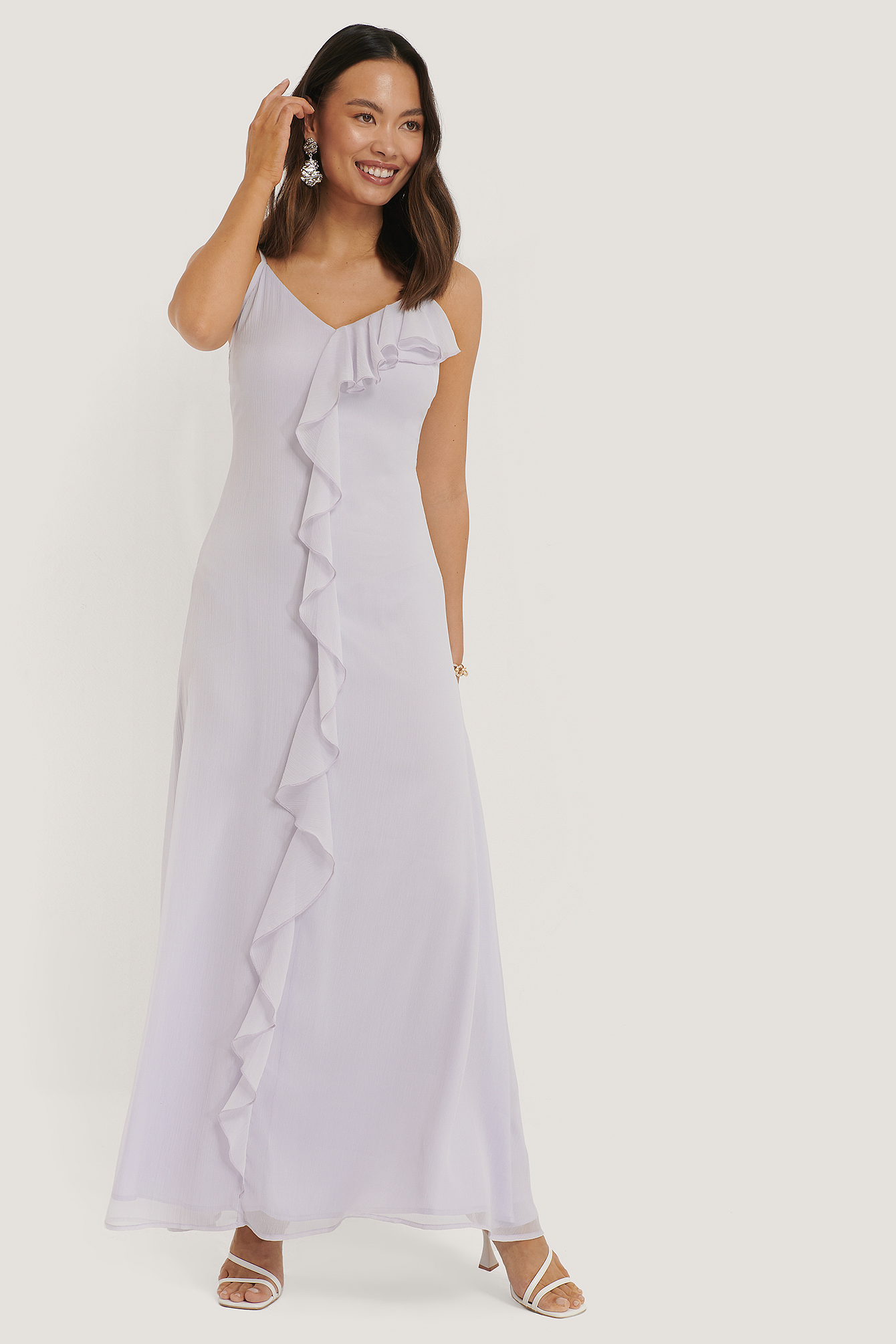 Thin Strap Ruffle Detail Dress Purple | na-kd.com