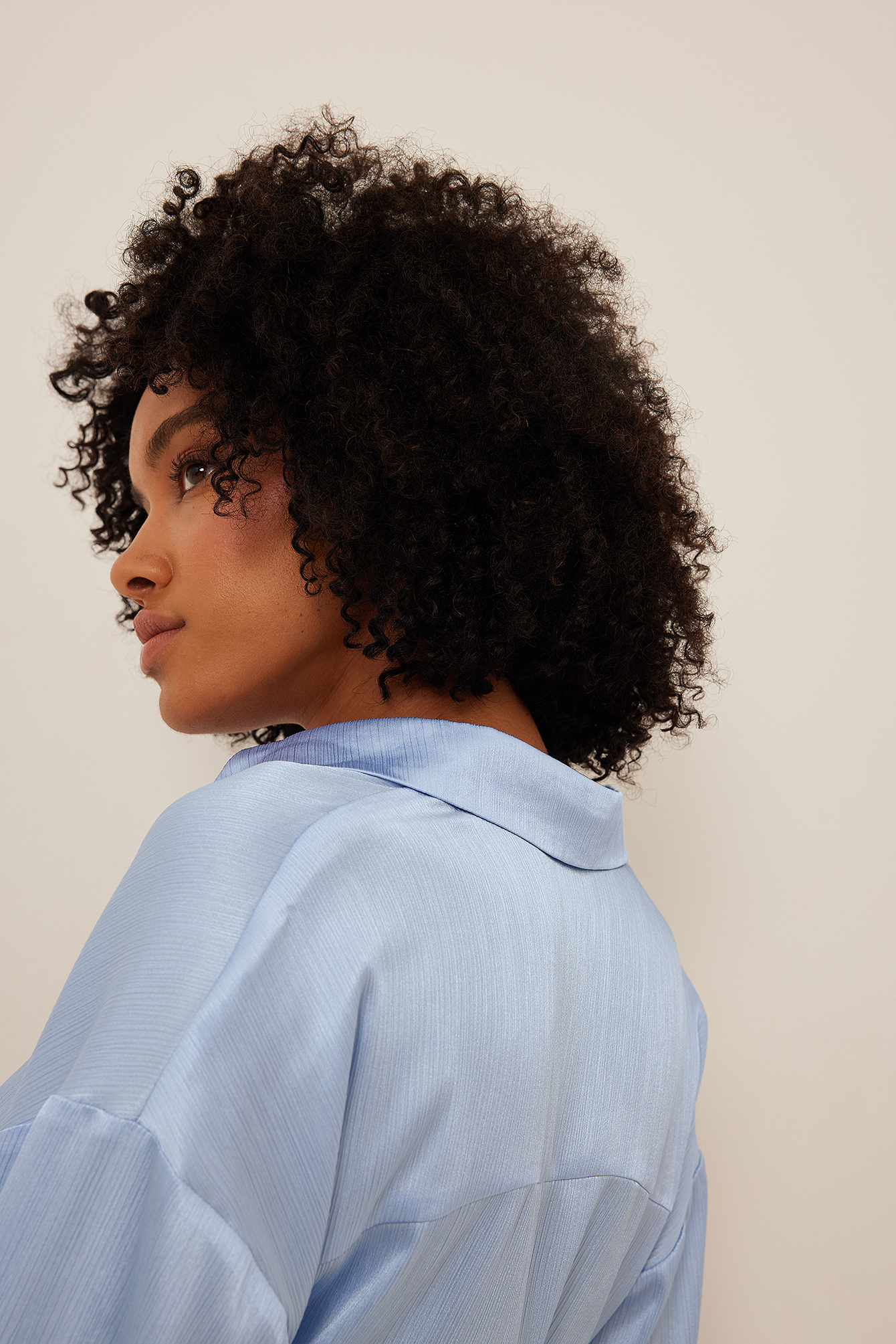 Tie Front Satin LS Blouse Blue | na-kd.com