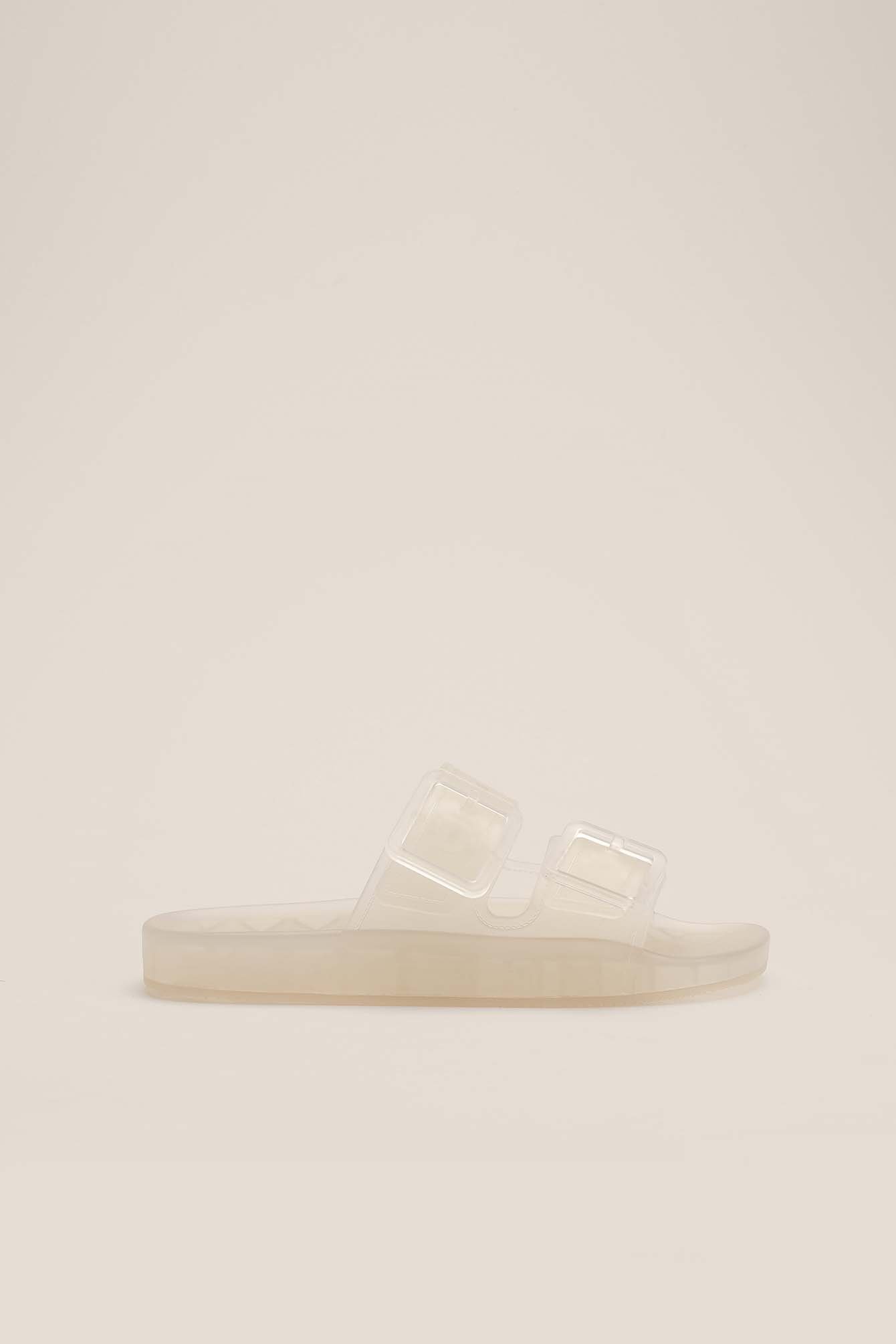 Transparent Buckle Slippers White | NA-KD
