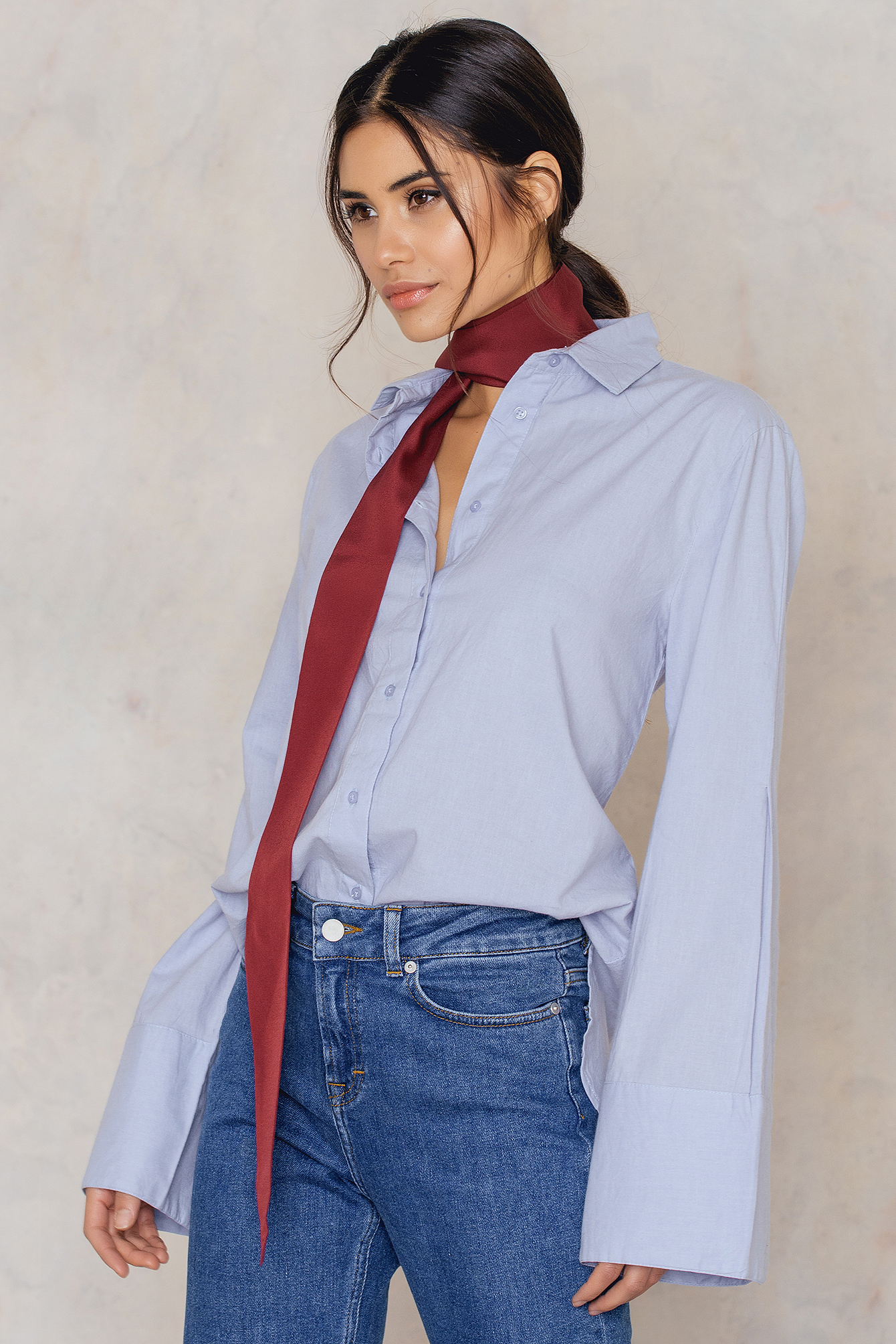 Wide Sleeve Shirt Blue | NA-KD