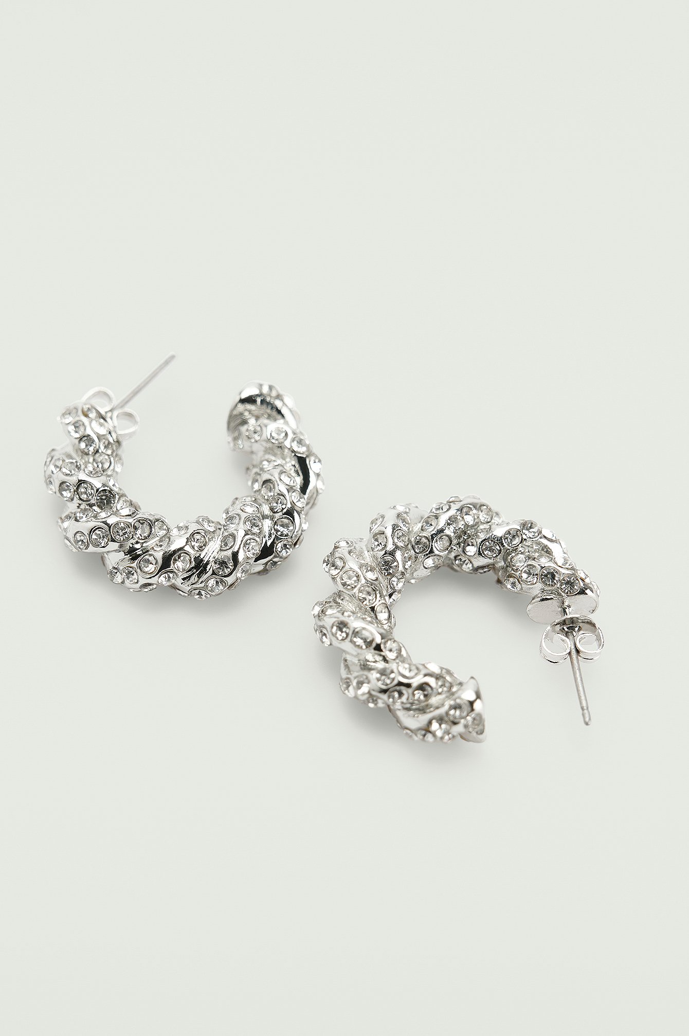 Twisted Strass Chunky Hoops Silver | NA-KD
