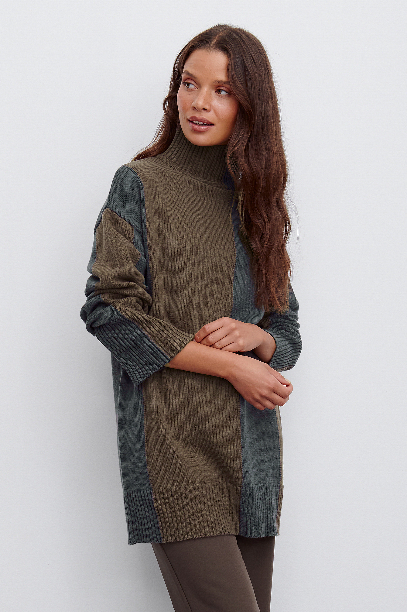 Two Coloured High Neck Sweater Multicolor | na-kd.com