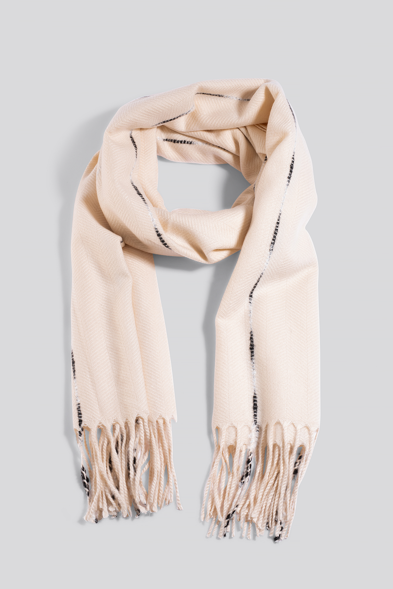 Uneven Striped Soft Scarf White | NA-KD