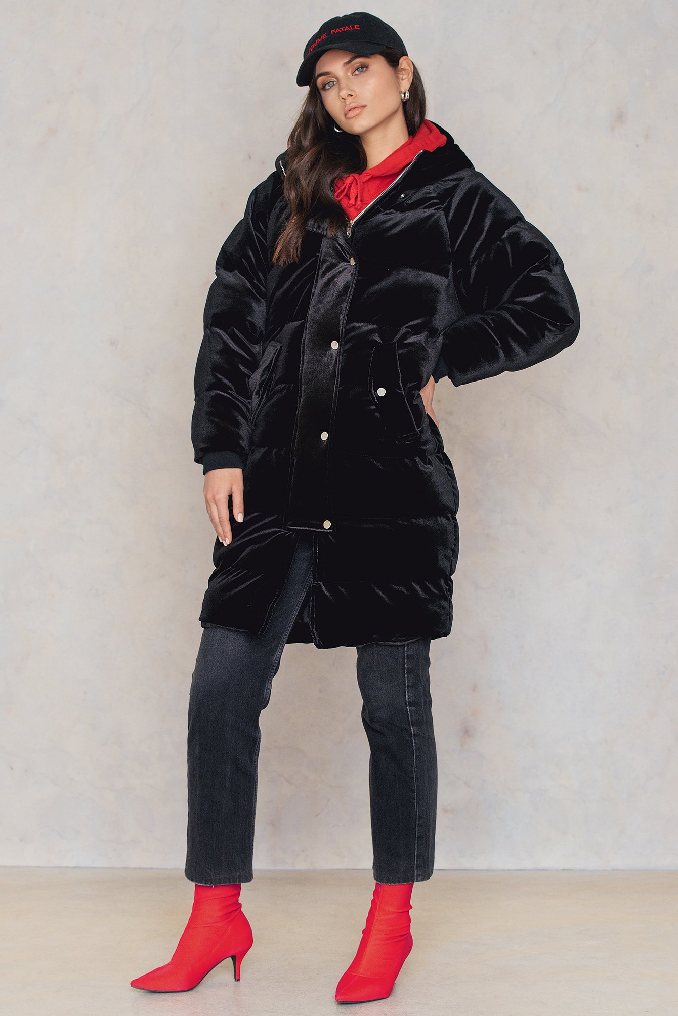 Velvet Puff Long Jacket Schwarz | NA-KD