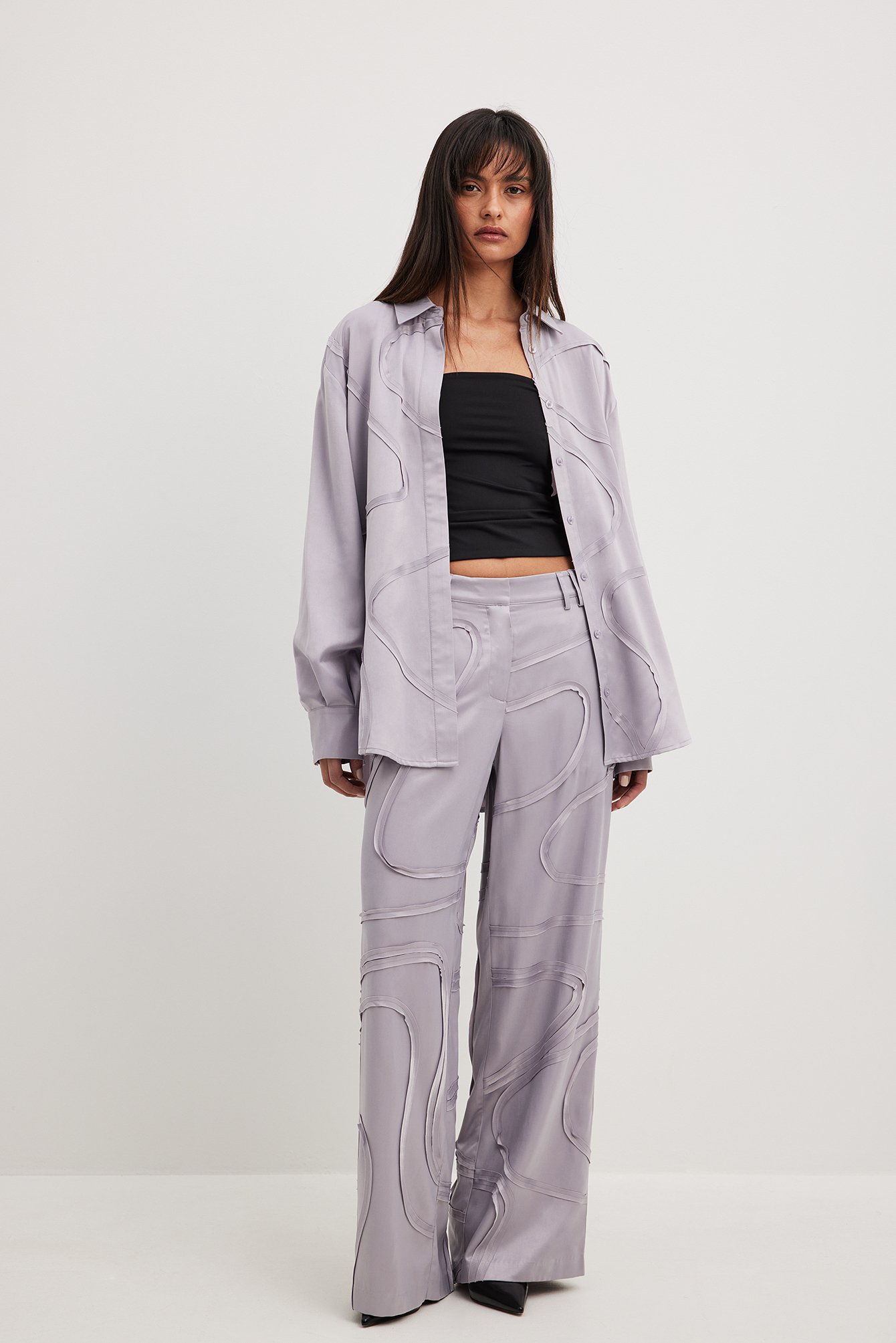 Wavy Seam Pants Grey | NA-KD