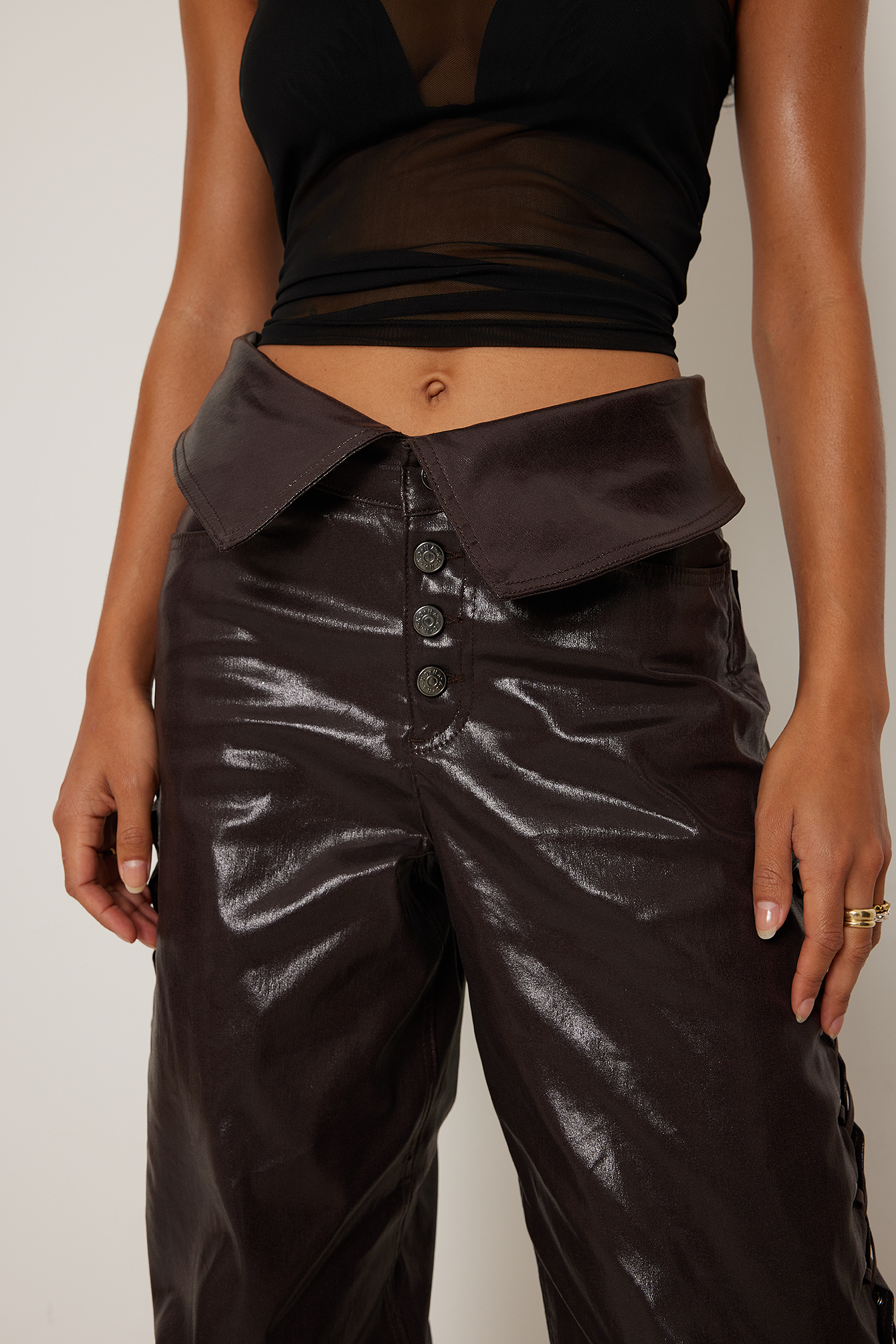 Waxed Denim with Side Stitching Brown | na-kd.com