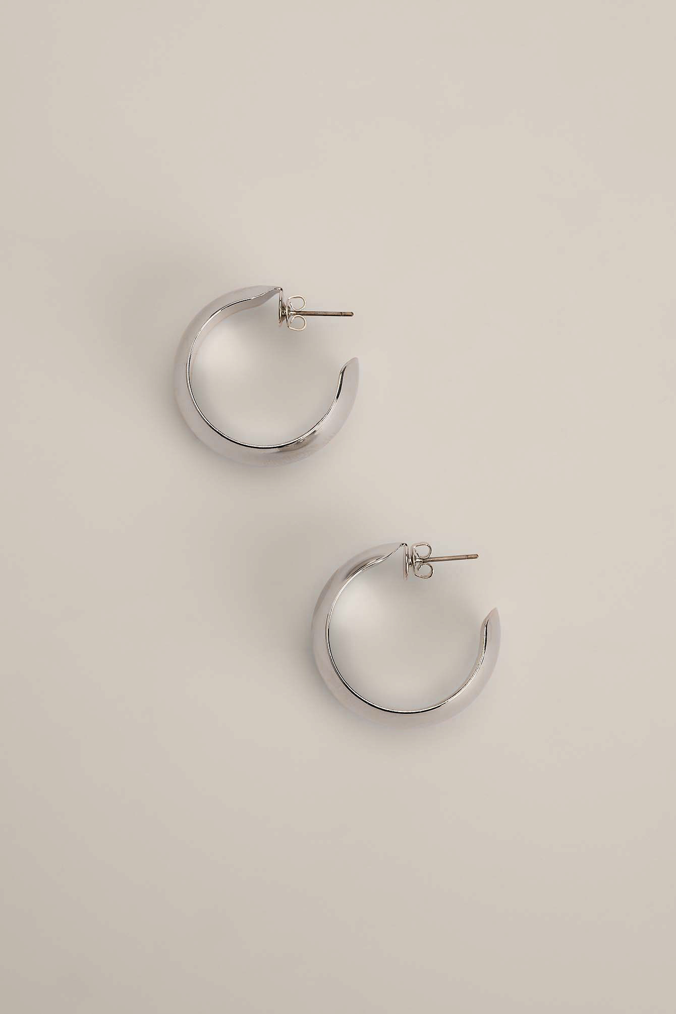 Recycled Wide Chunky Hoops Silver | na-kd.com