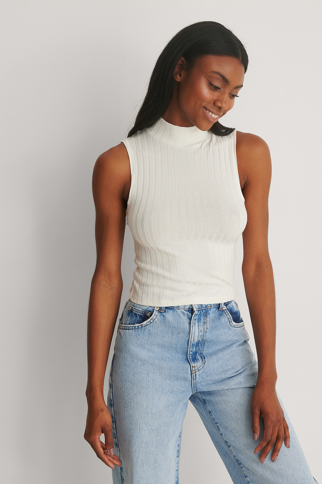 Wide Rib Tank Top Offwhite | NA-KD