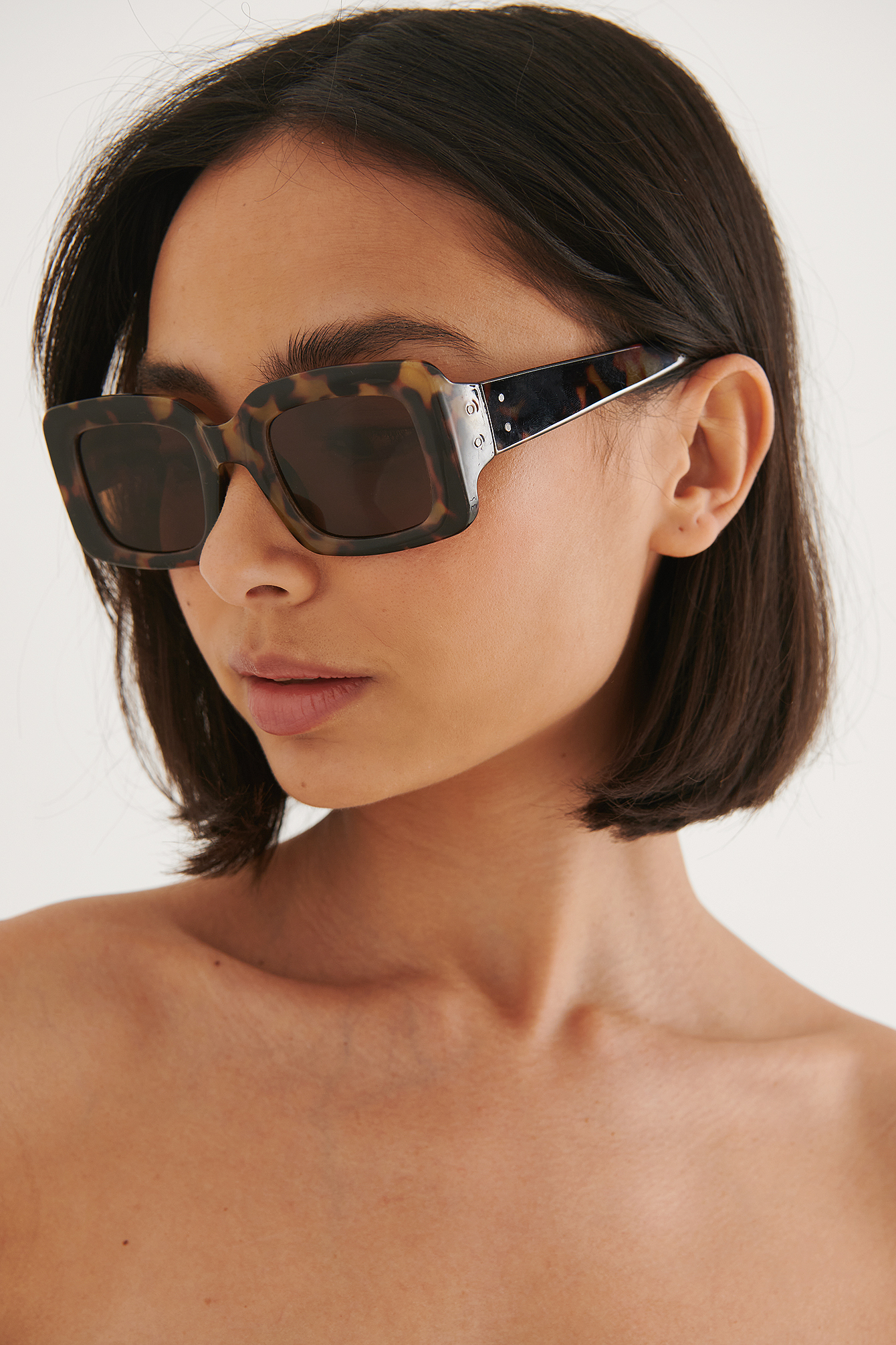 Wide Squared Sunglasses Brown | NA-KD