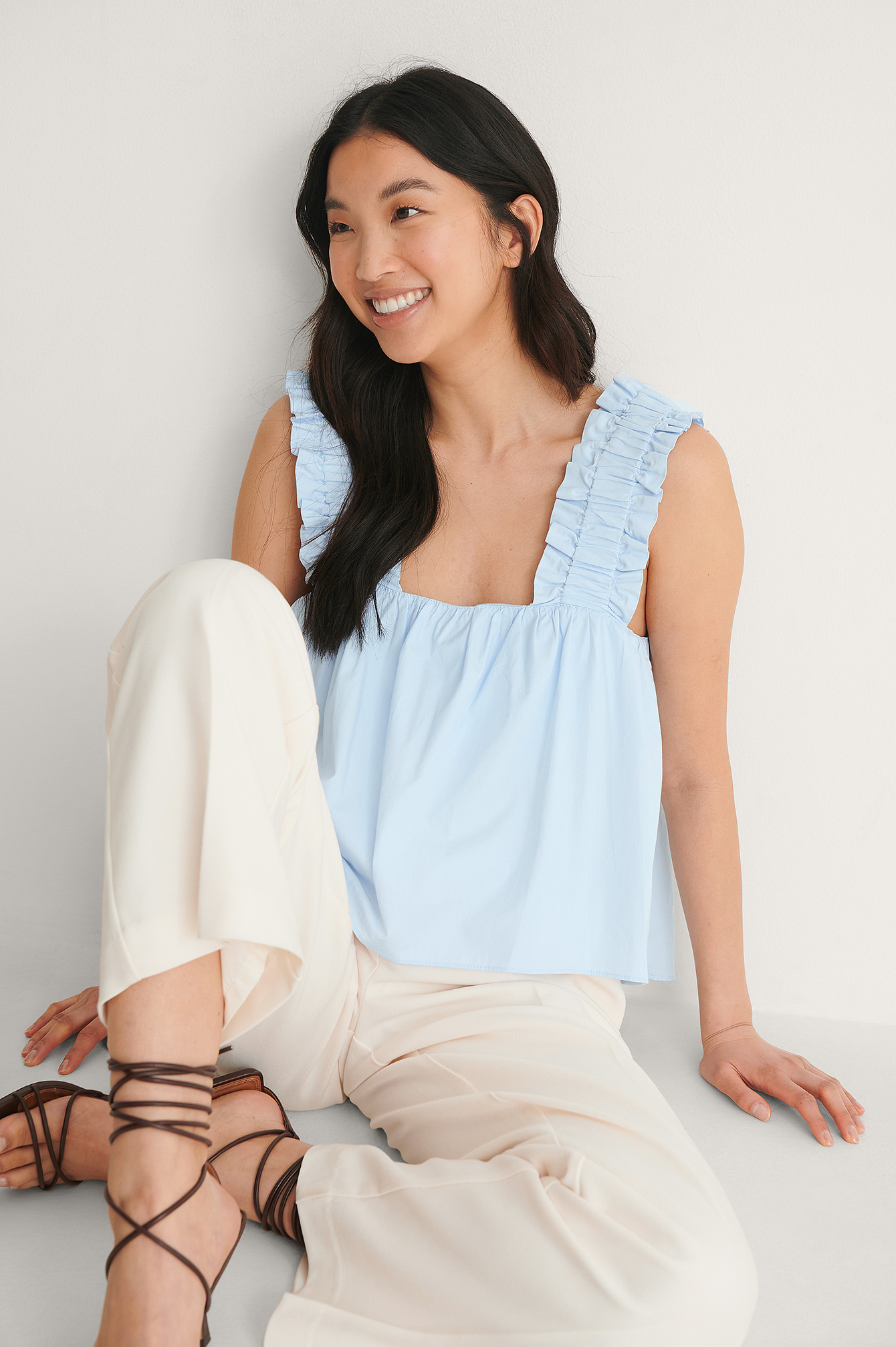 Wide Strap Top Blue | NA-KD