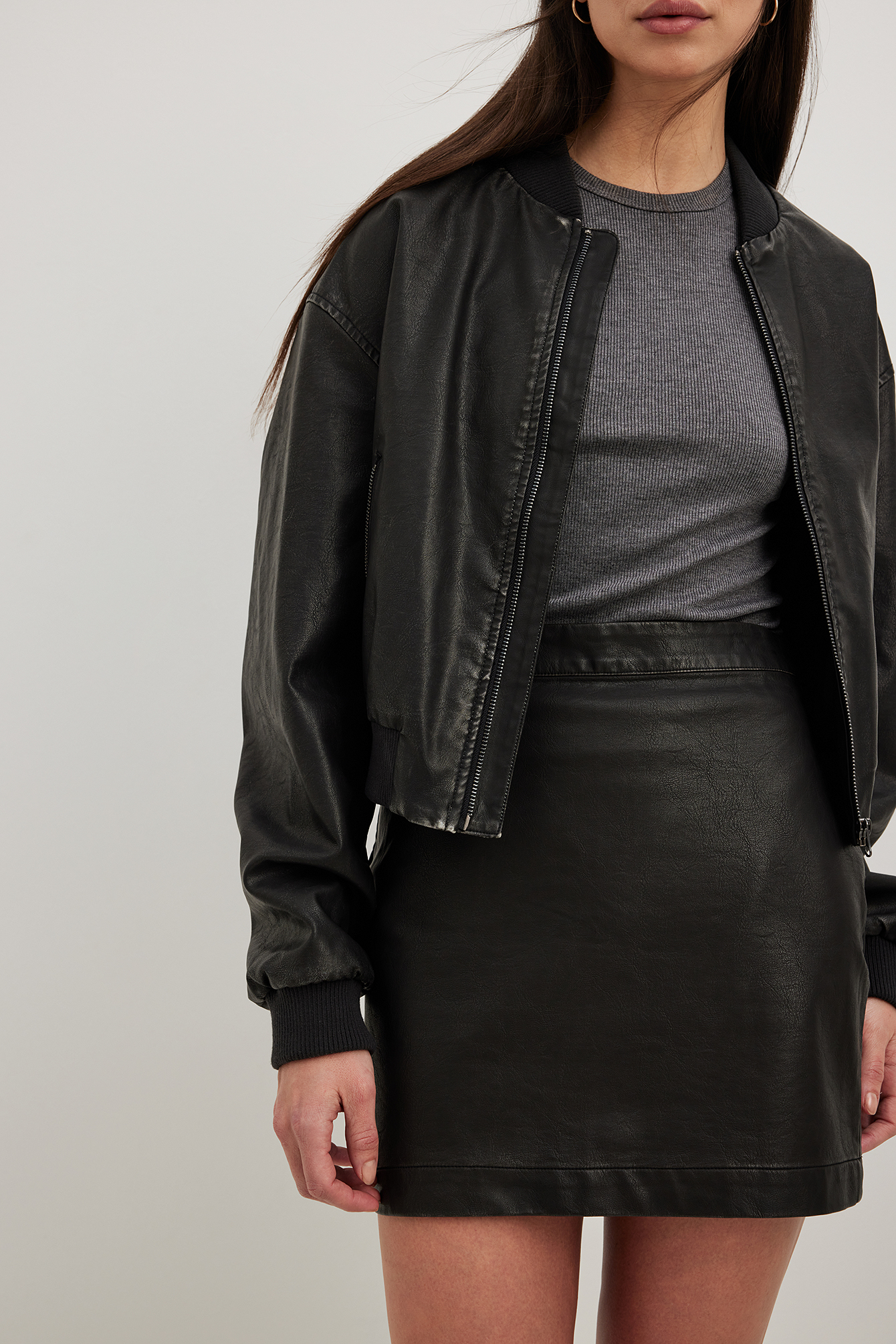 Worn Out Look Mini PU Skirt Black | NA-KD