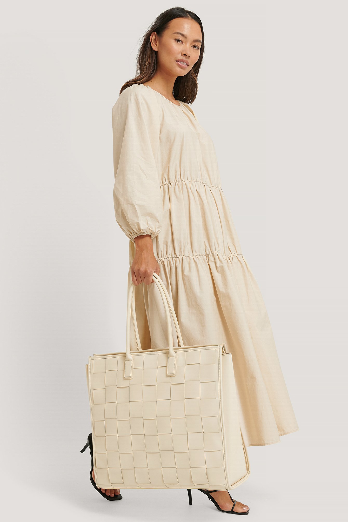 Woven Slim Handle Bag Beige | NA-KD