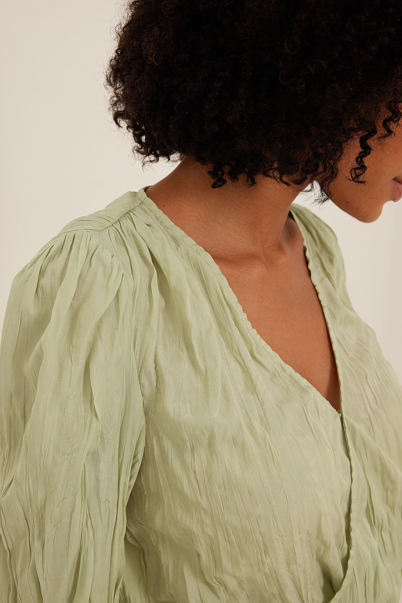 Wrap Front Structured Blouse Green | NA-KD