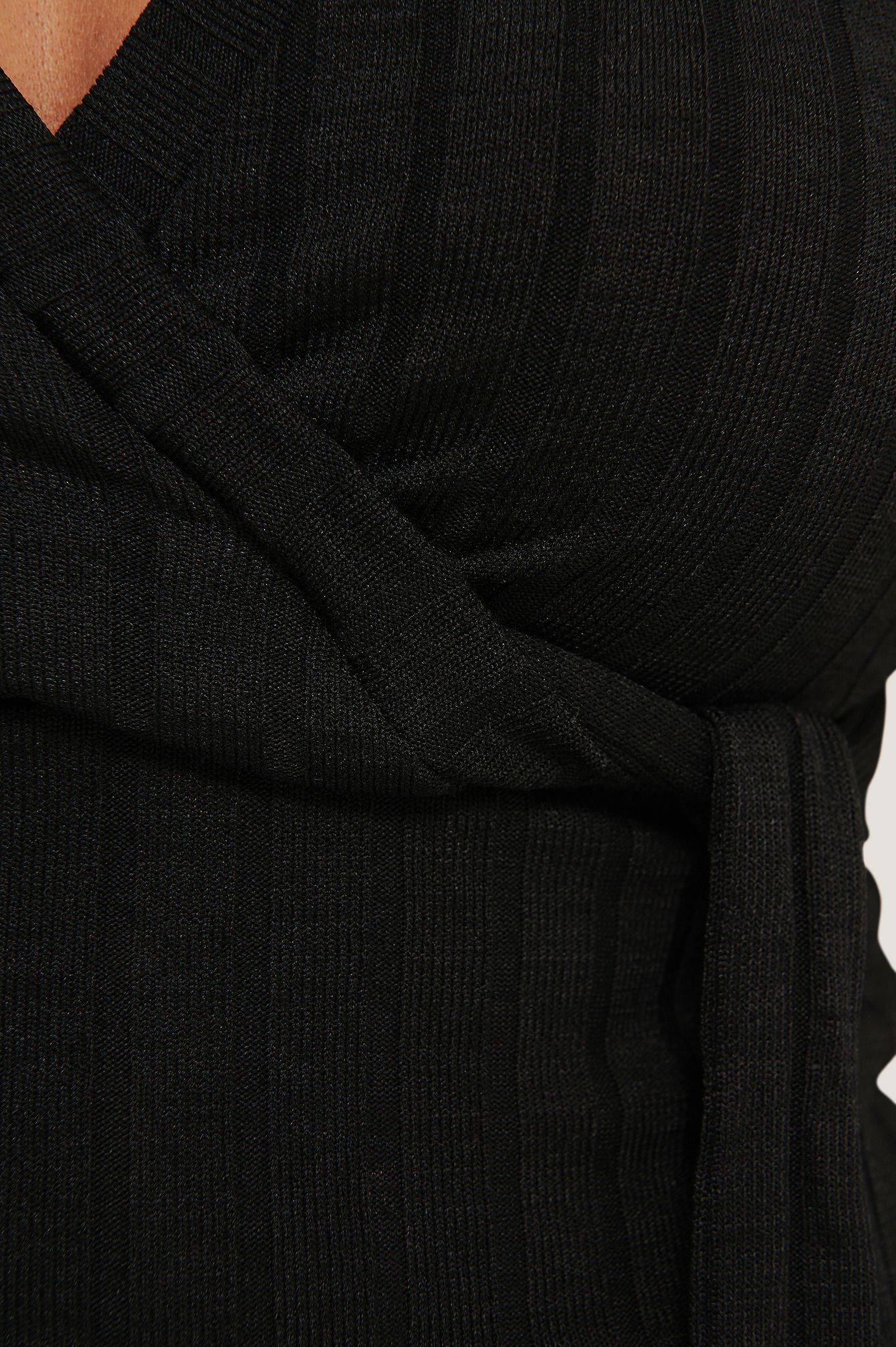 Wrap Rib Tie Top Black | na-kd.com