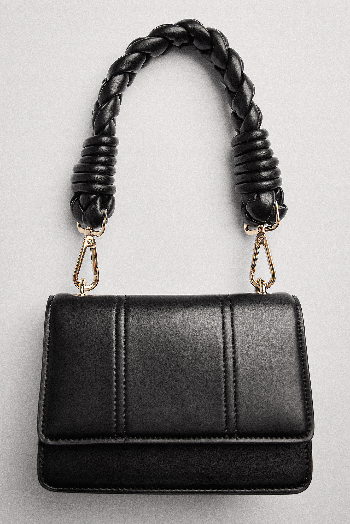 Braided Handle Compartment Bag Black | NA-KD