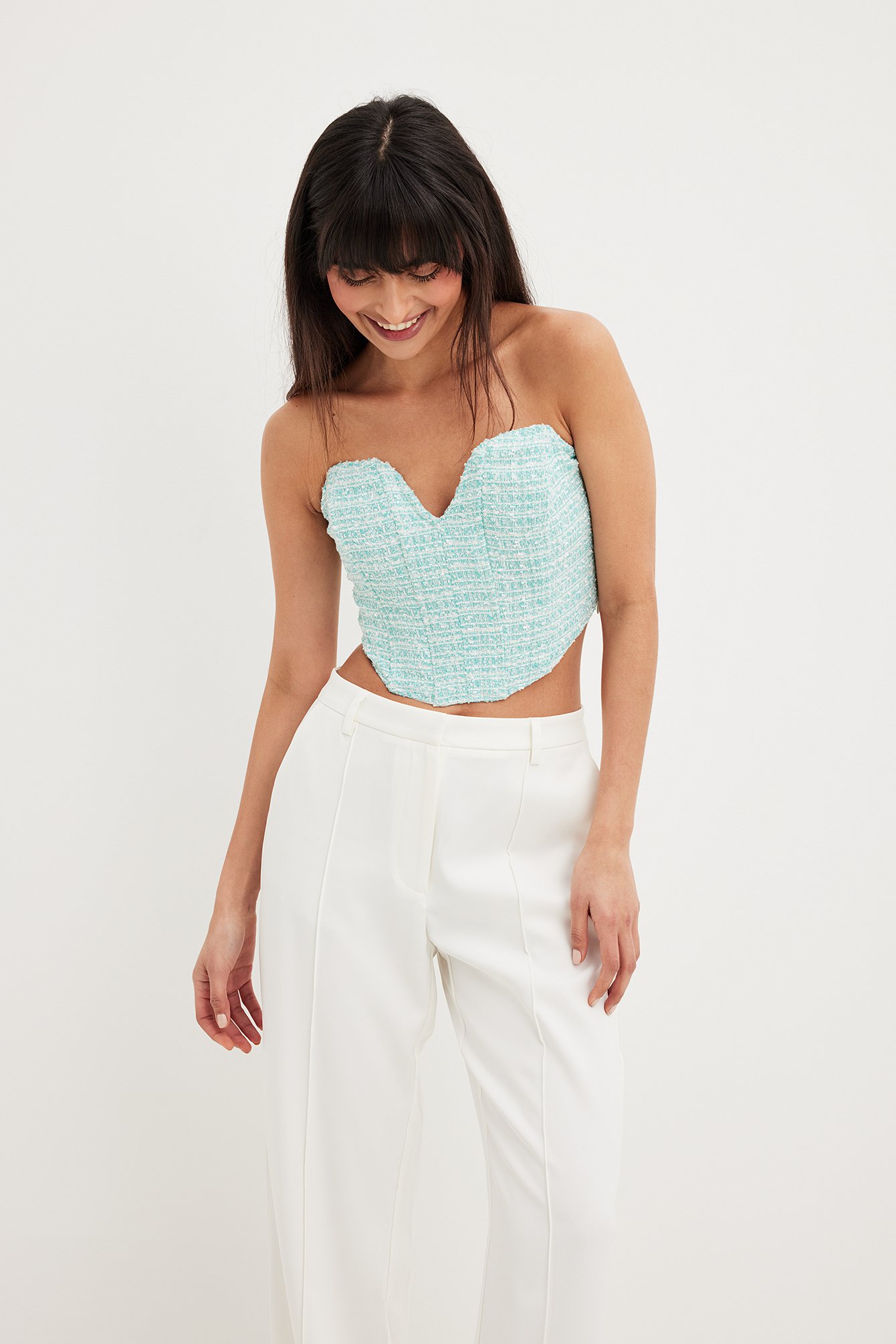 Tweed Corset Top Blue | NA-KD