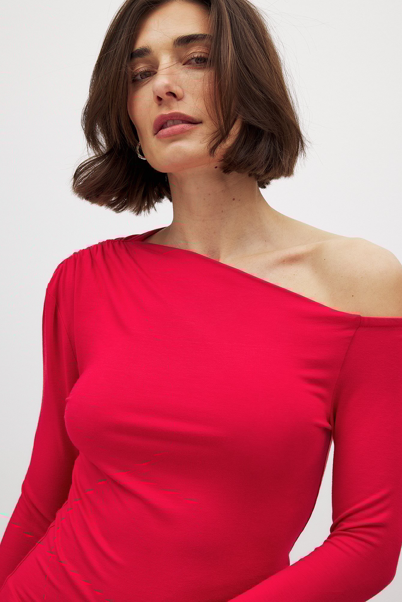 Off Shoulder Jersey Top Red | NA-KD