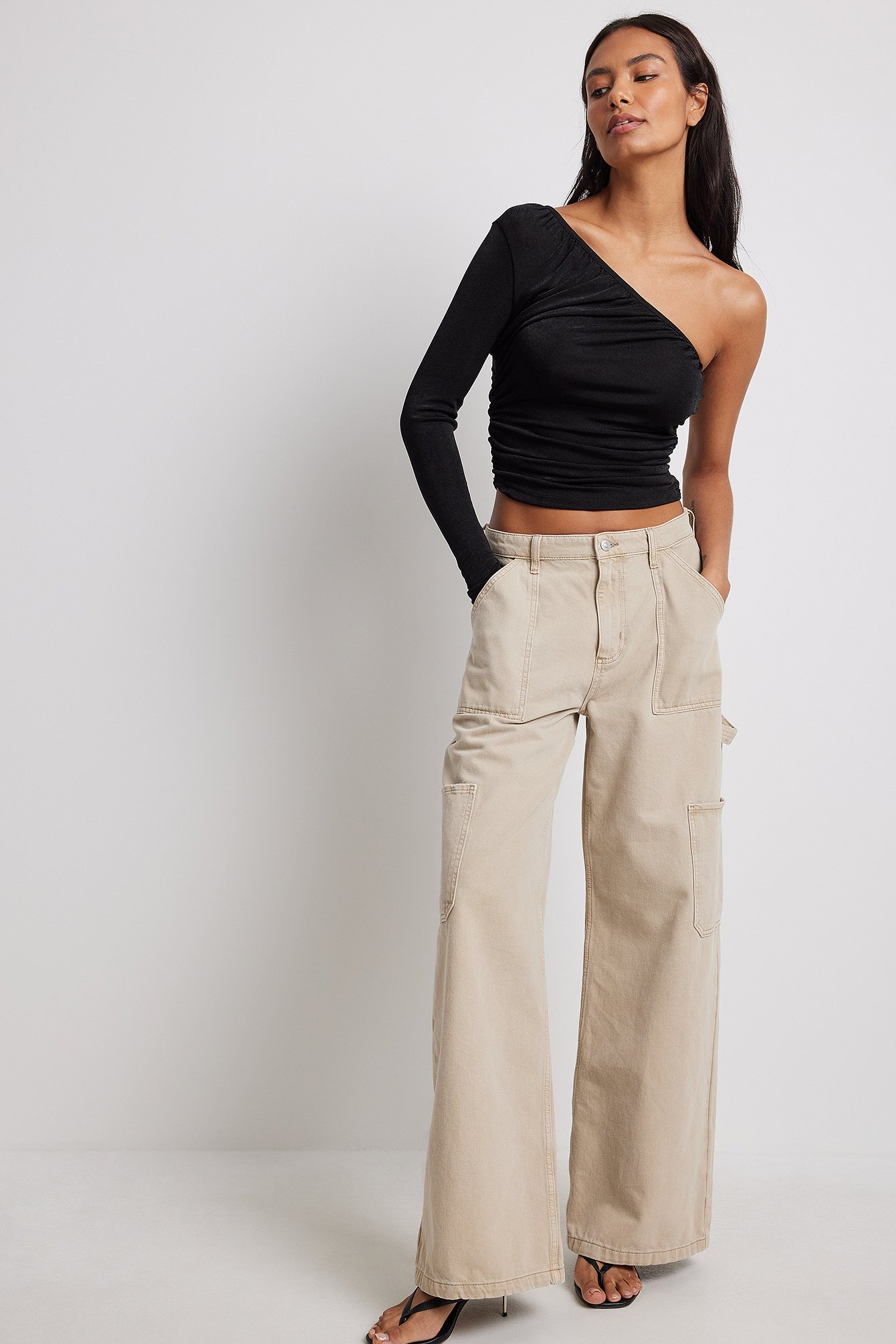 One Shoulder Rouched Top Black | na-kd.com