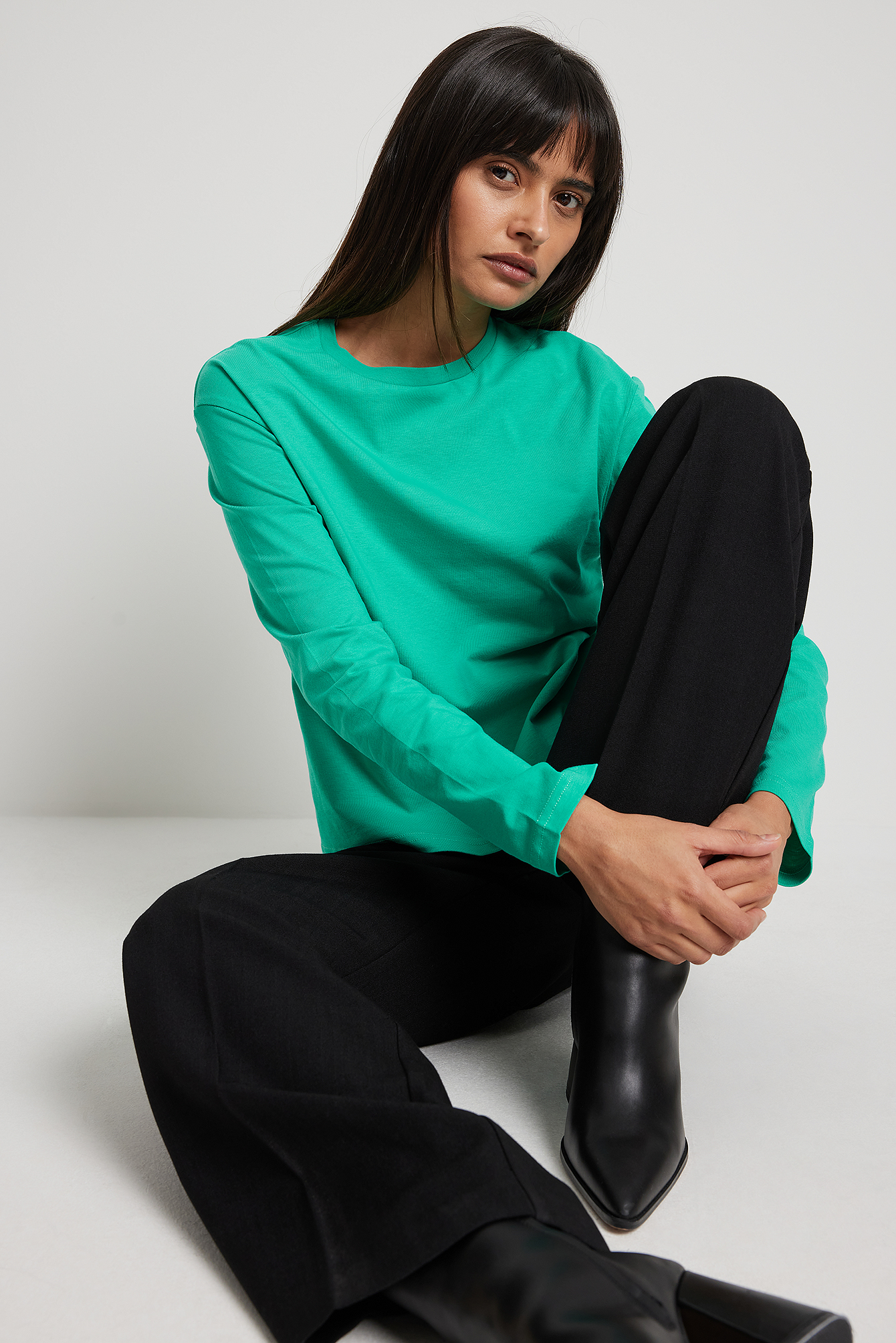 Top de manga larga oversize orgánico Verde | na-kd.com