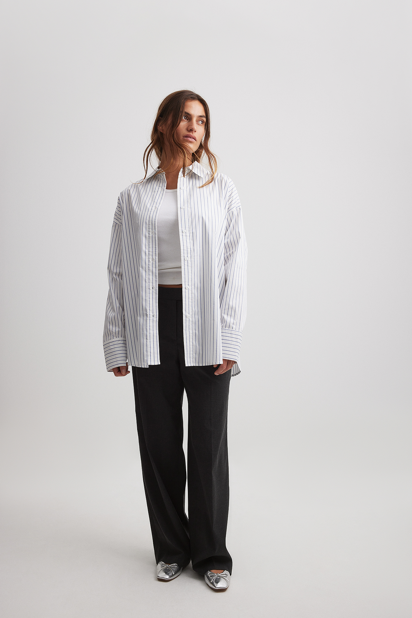 Oversized LS Cotton Shirt Stripe | NA-KD