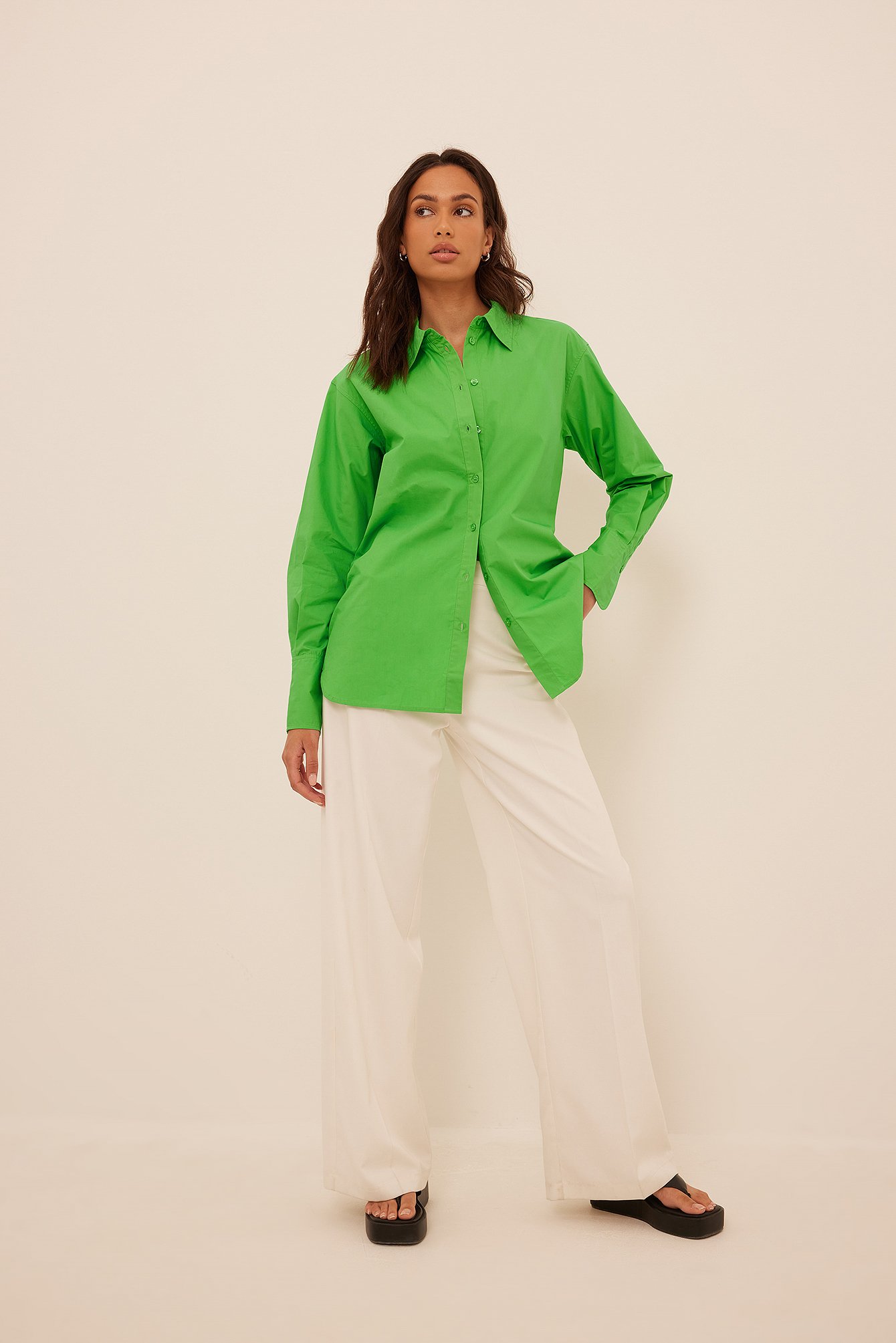 Oversized LS Shirt Green | na-kd.com