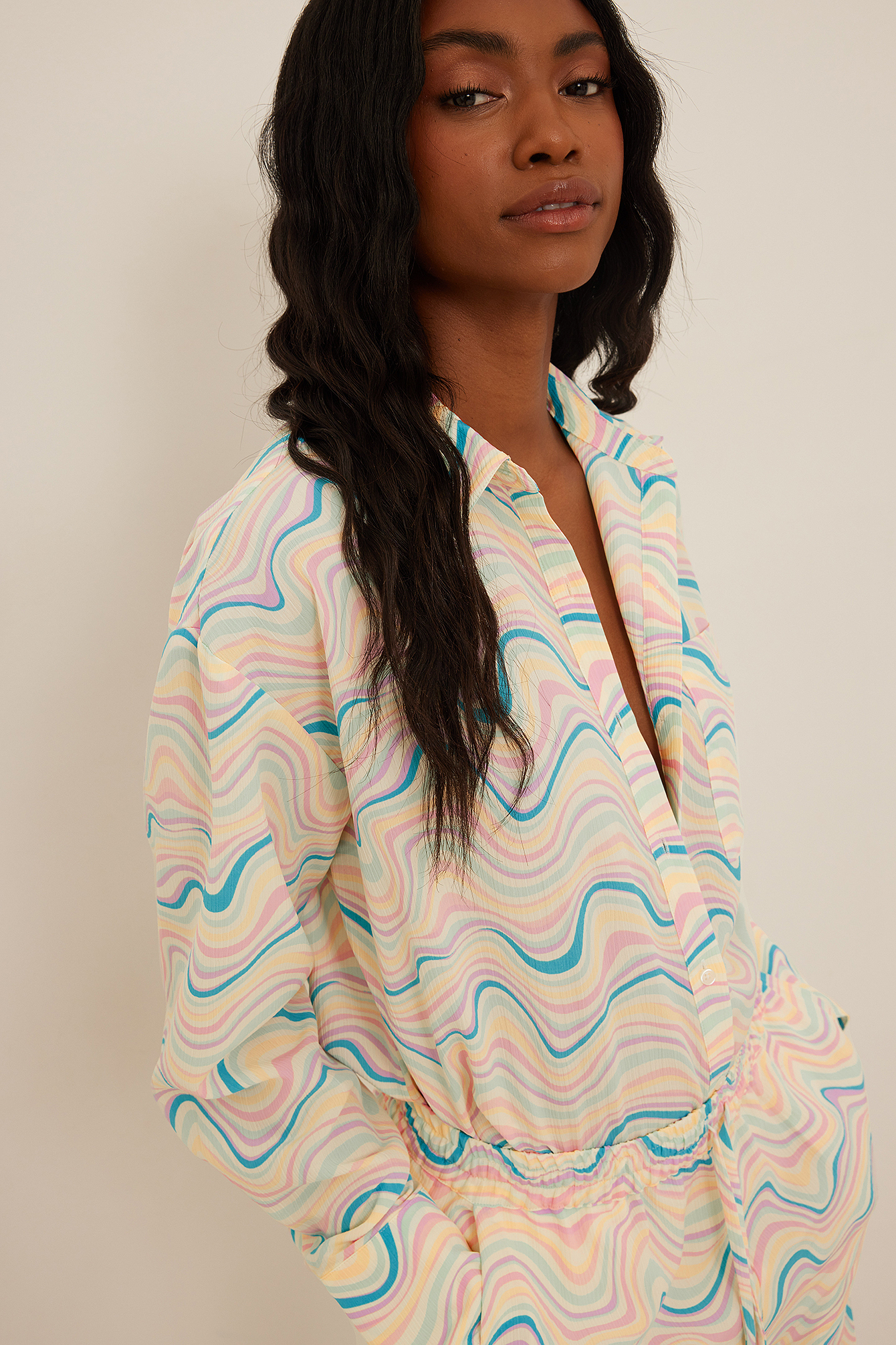 Oversized Structured Shirt Multicolor | NA-KD