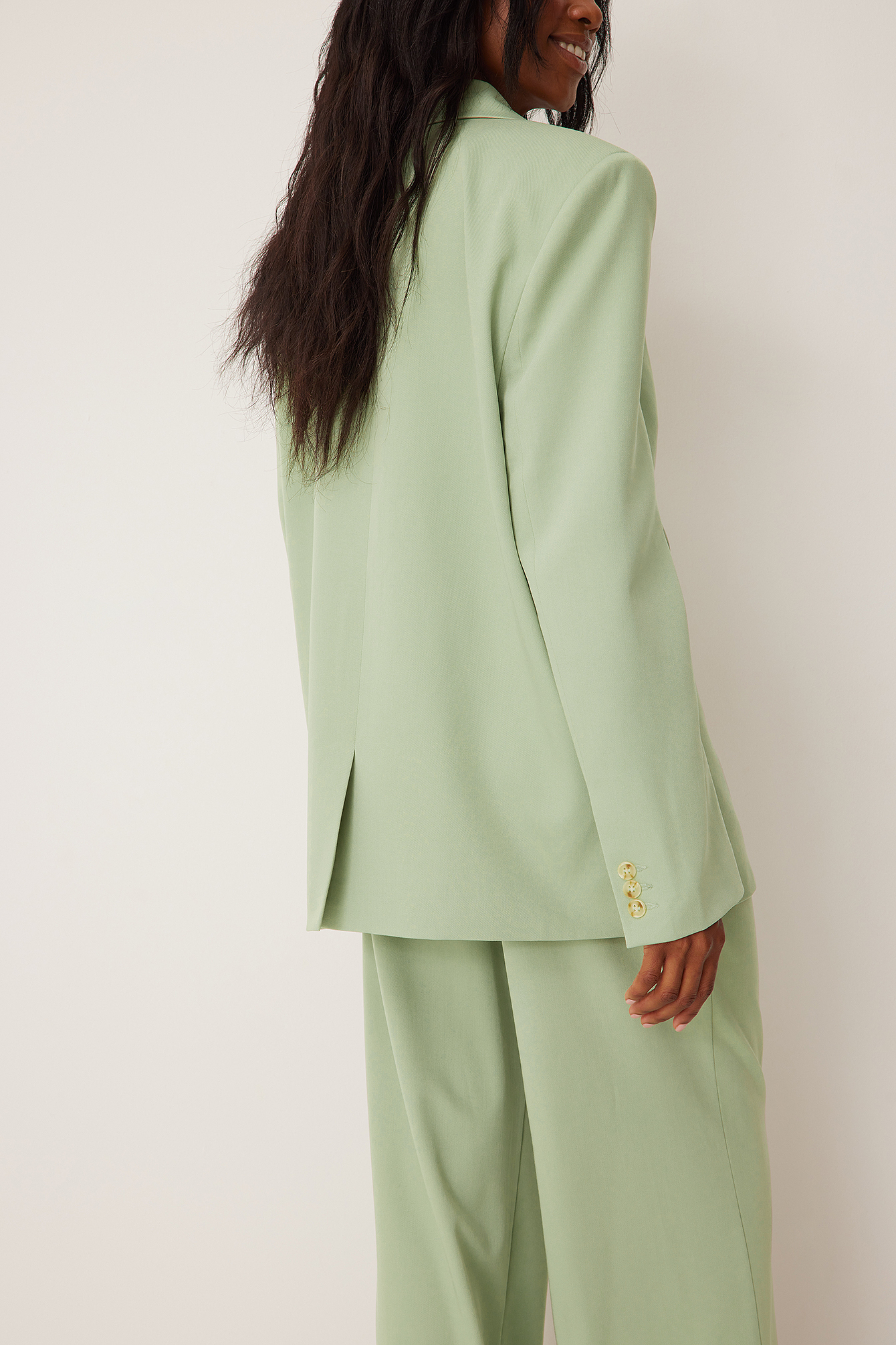 Oversized Tortoise Button Blazer Green | na-kd.com