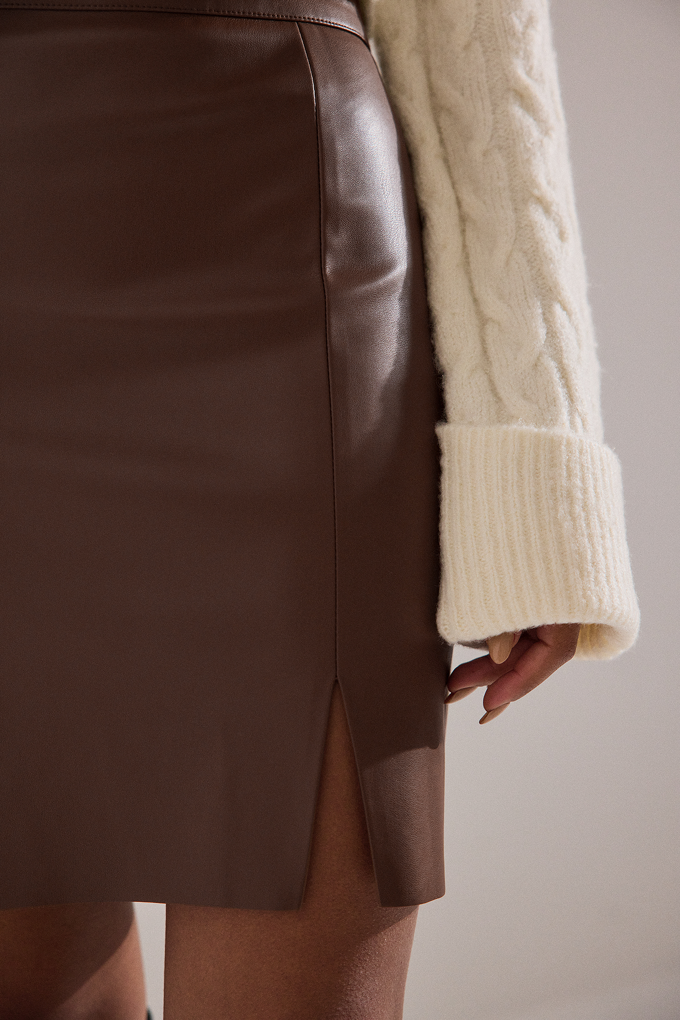PU Mini Skirt Brown | NA-KD