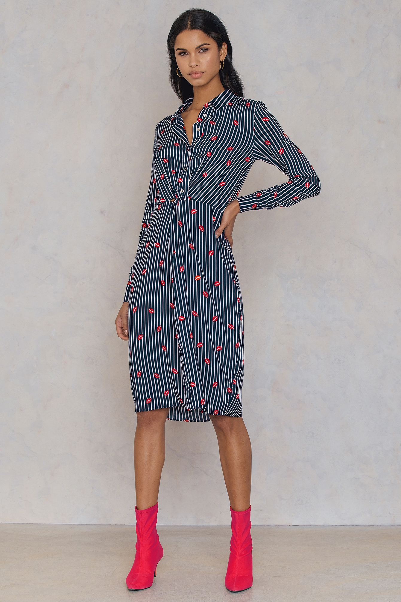 Lips Knot Dress Blue | NA-KD