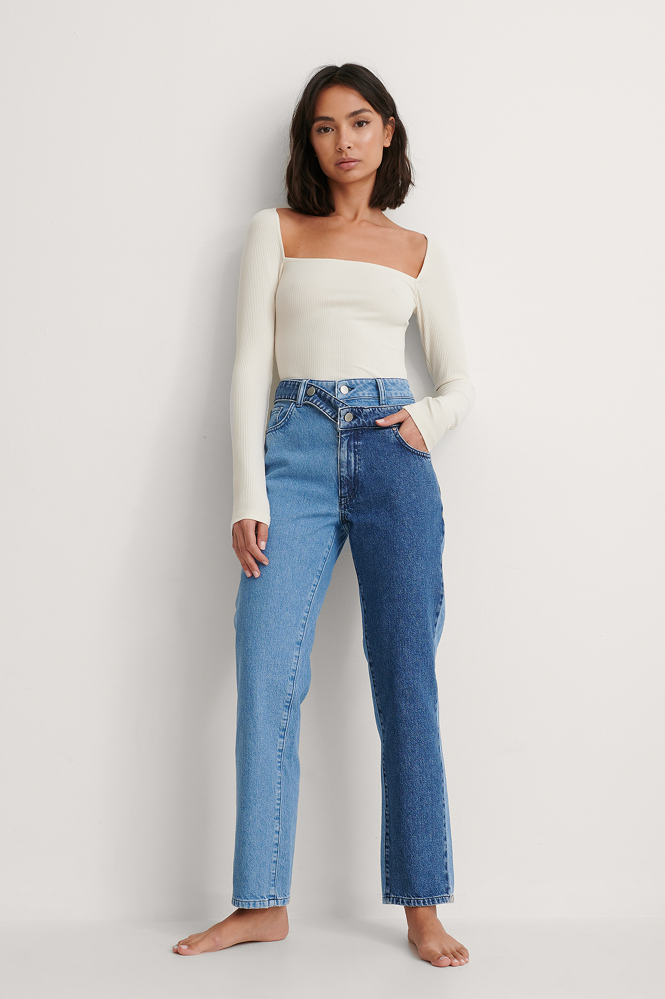 Square Rib Top Offwhite | na-kd.com
