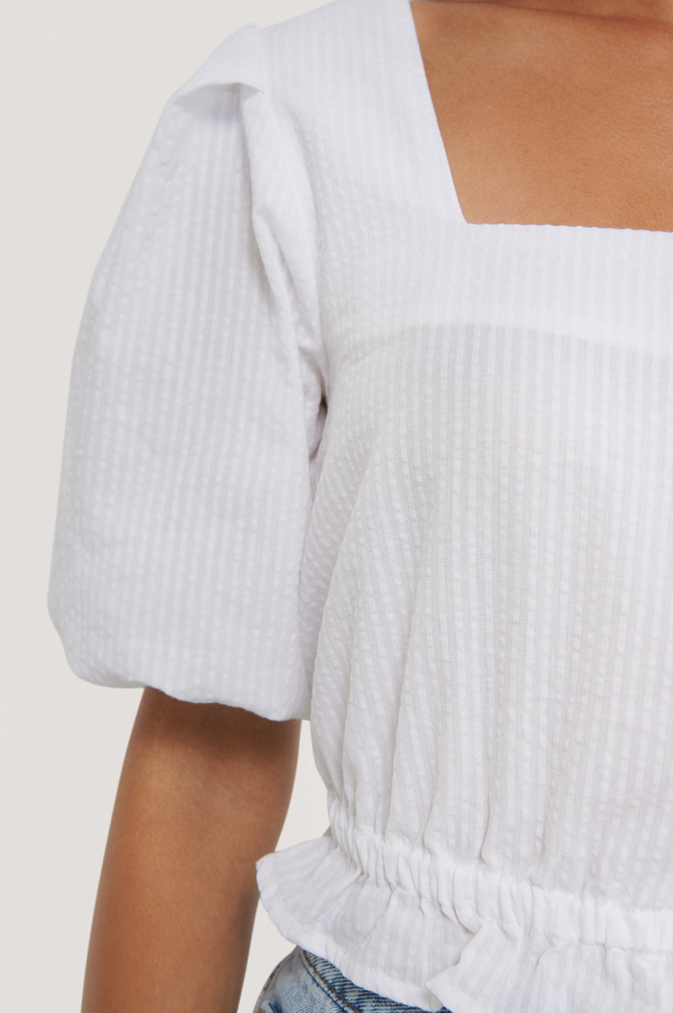 Cropped Seersucker Top White | na-kd.com