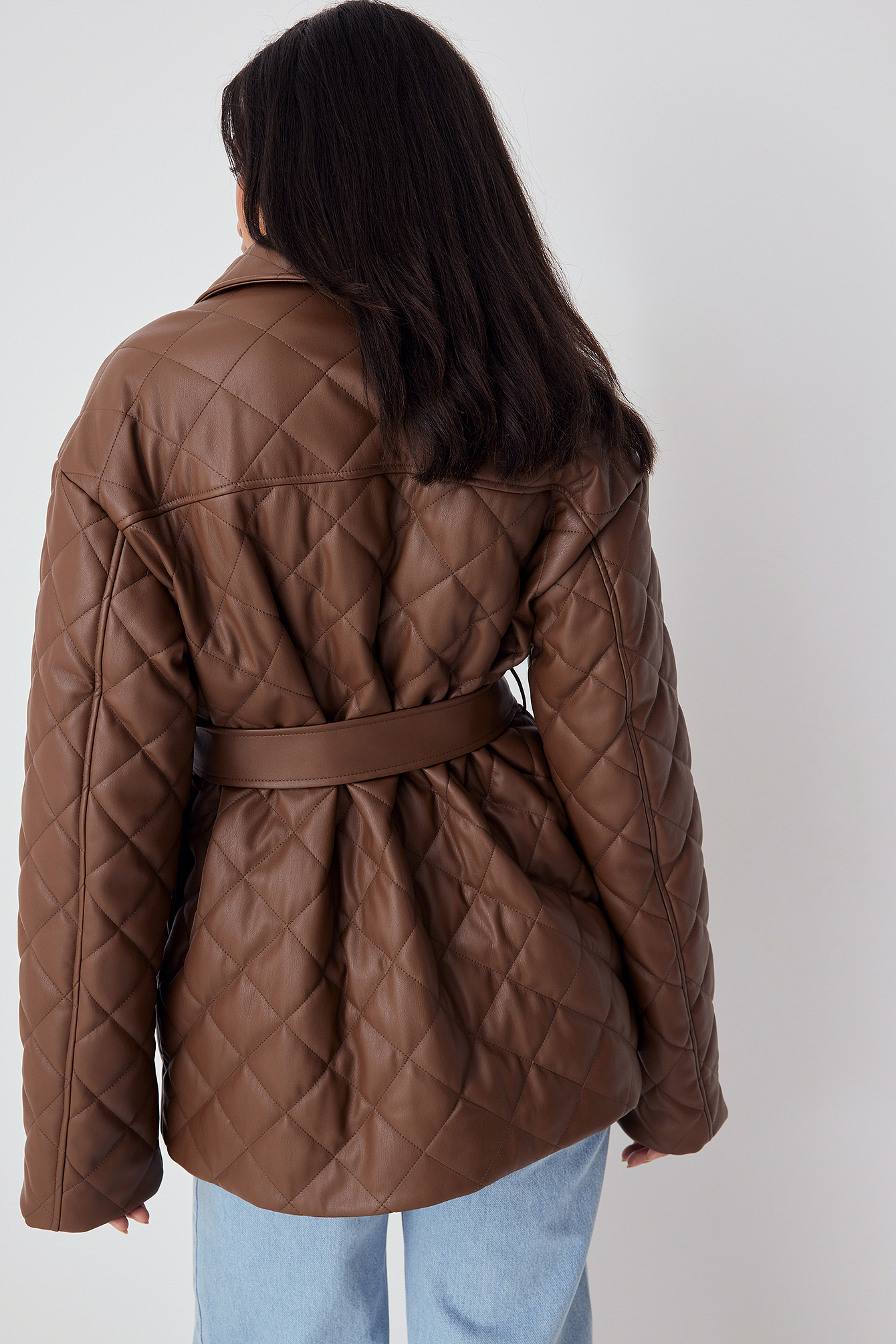 Quilted Belted Short Coat Brown | na-kd.com