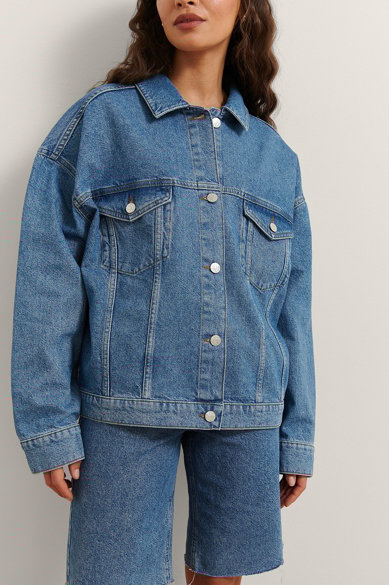 Organic Two Coloured Denim Jacket Blue | na-kd.com
