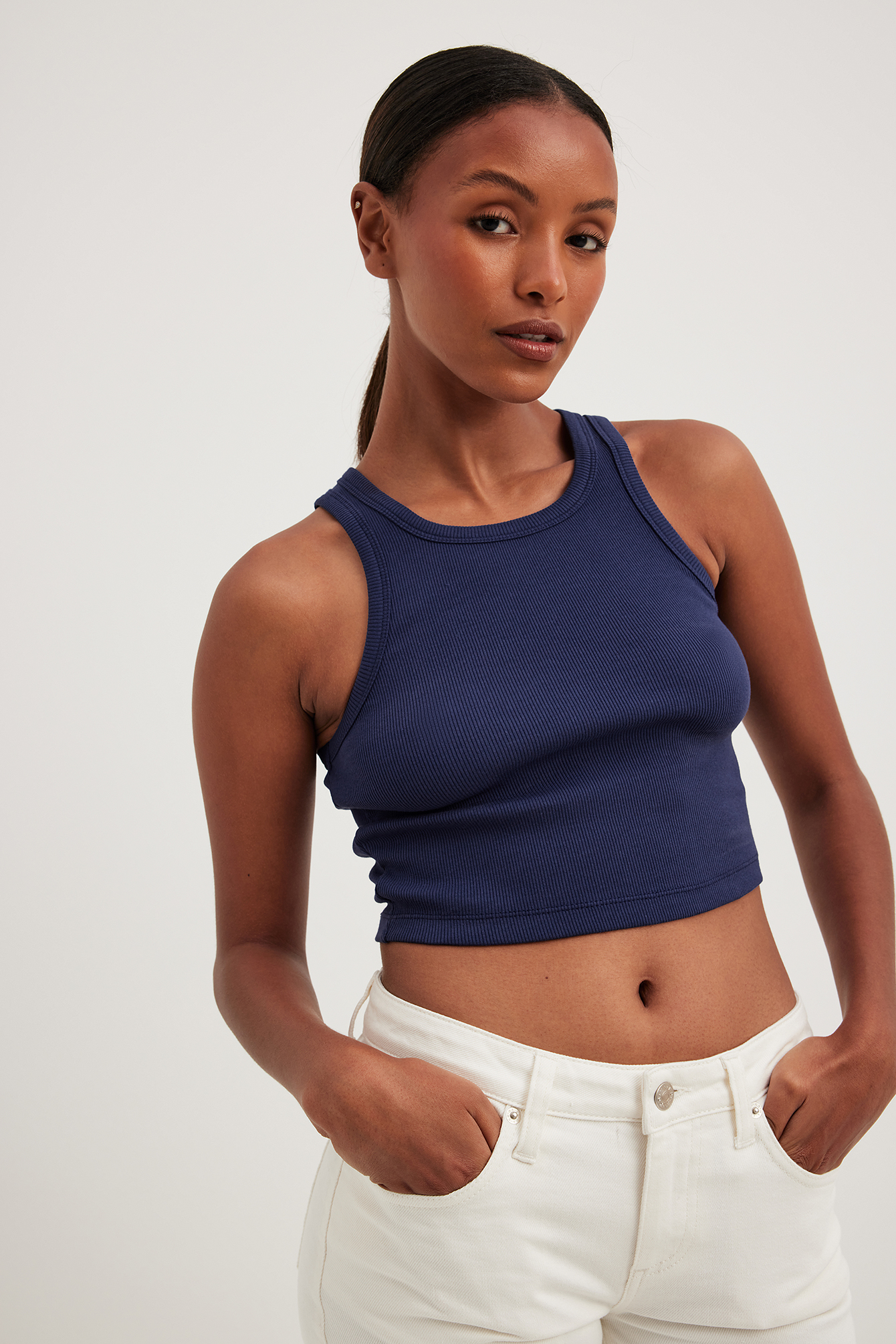 Navy Blue Crop Top