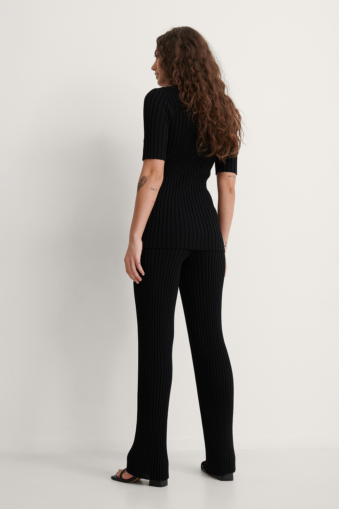 Ribbed Knitted Pants Black | na-kd.com