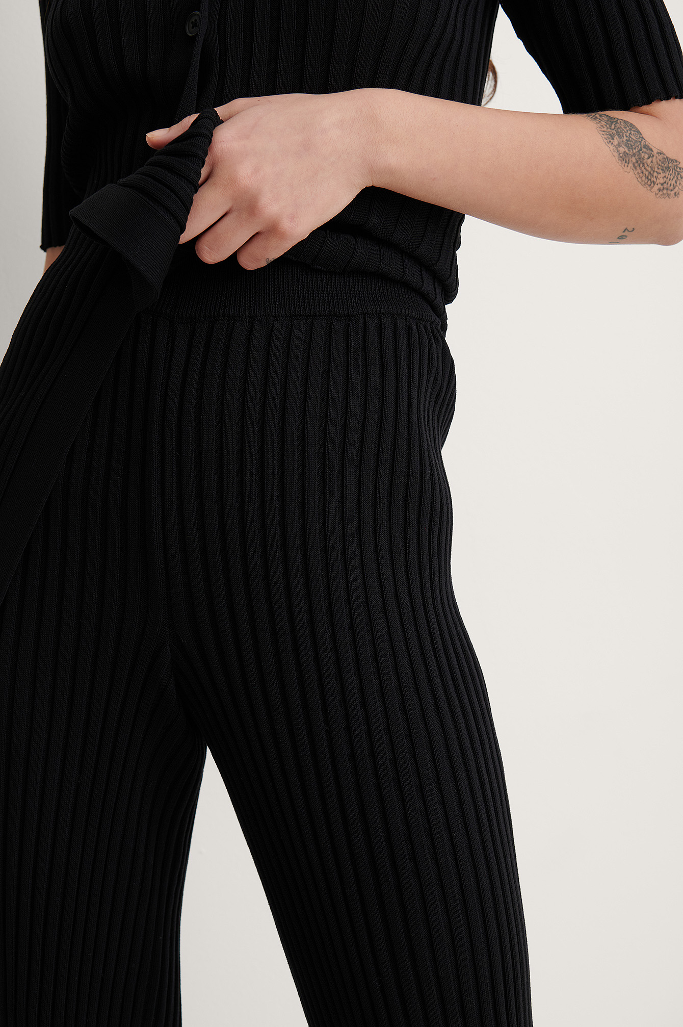 Ribbed Knitted Pants Black | na-kd.com