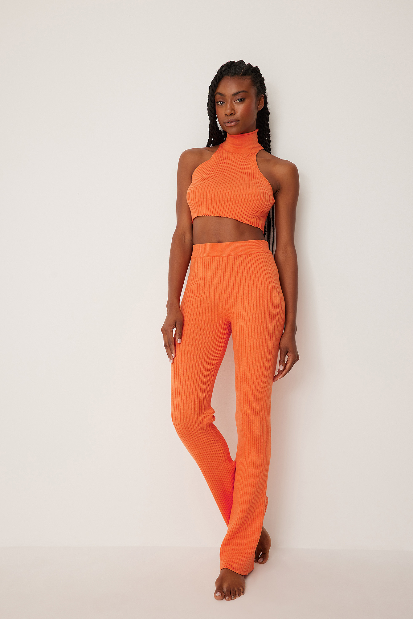 Ribbed Pants Orange | NA-KD