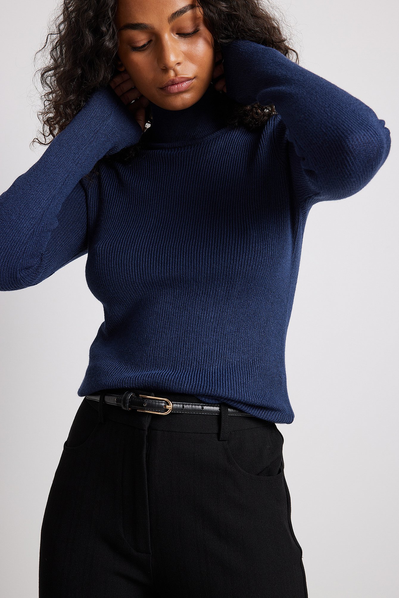 Ribbed Polo Knitted Sweater Brown | na-kd.com