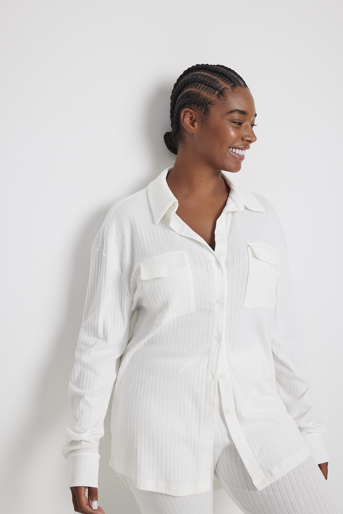 Ribbed Shirt Offwhite | NA-KD