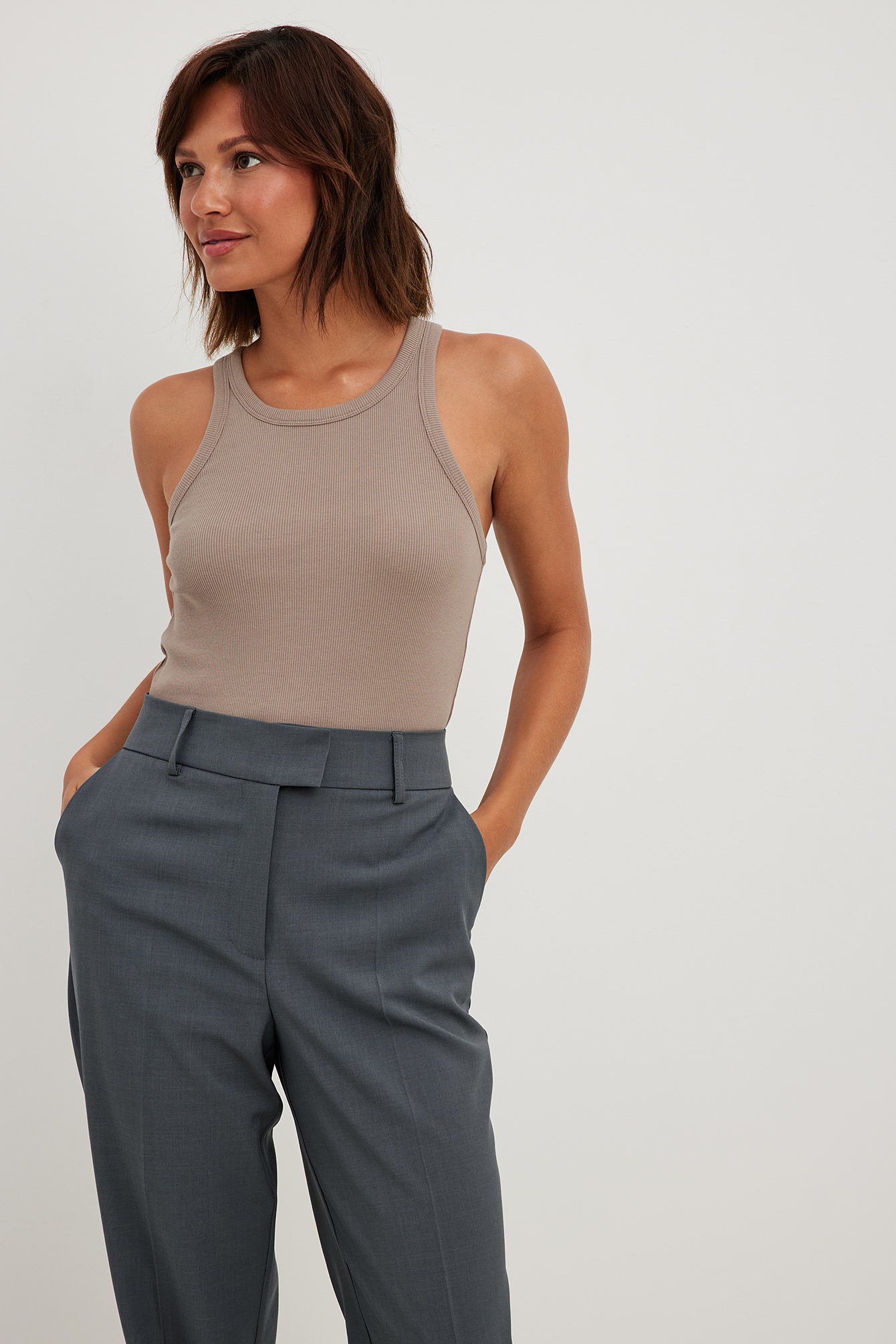 Ribbed Tank Beige | NA-KD