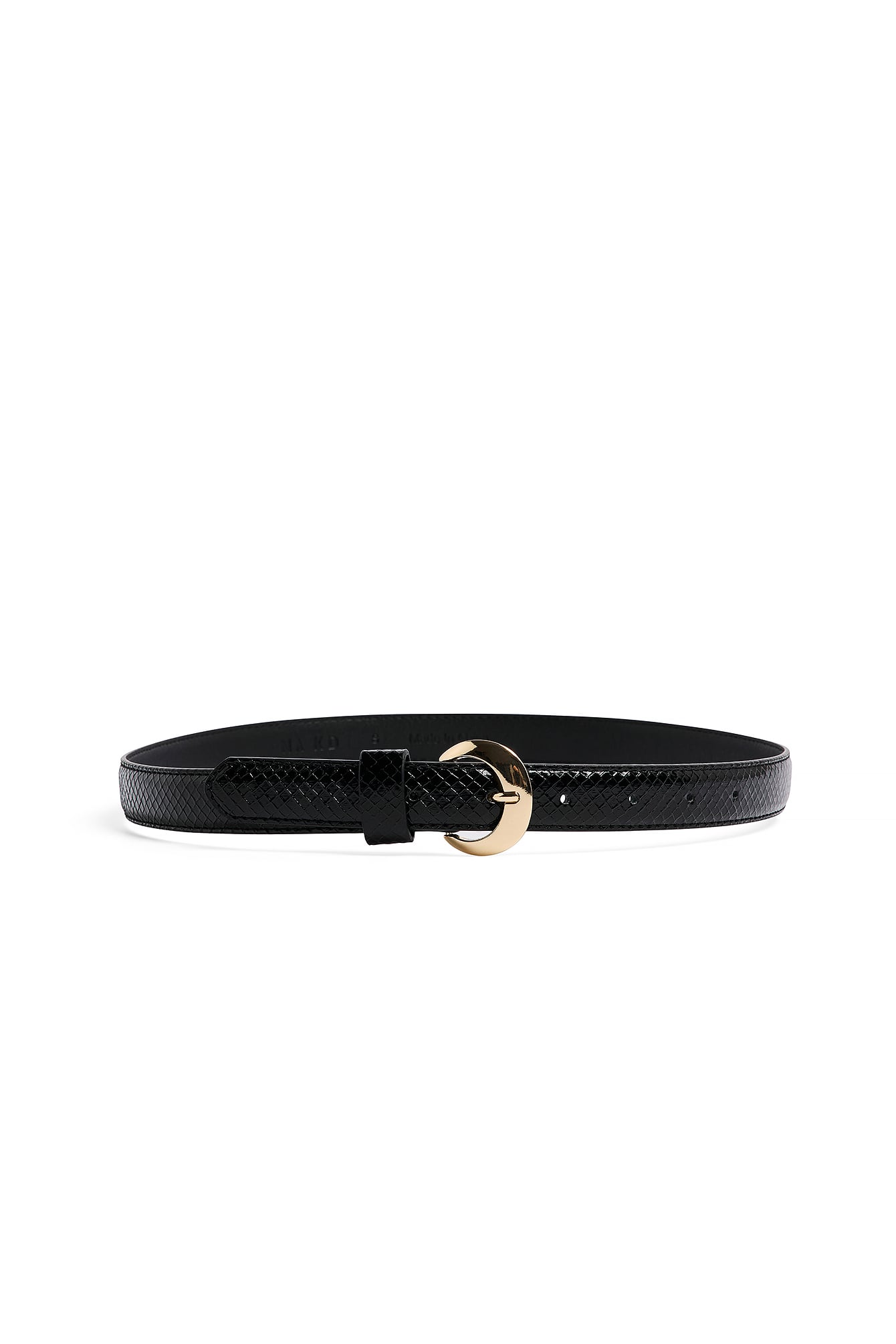 Round Buckle Snake Look Belt Black | NA-KD