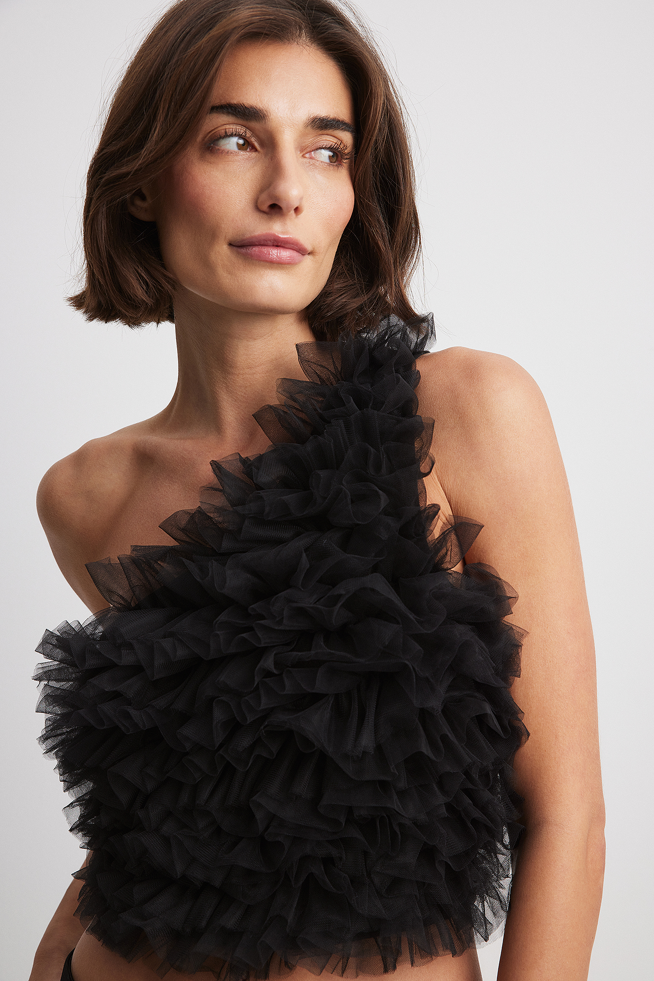 Ruffle Jersey Top Black | NA-KD