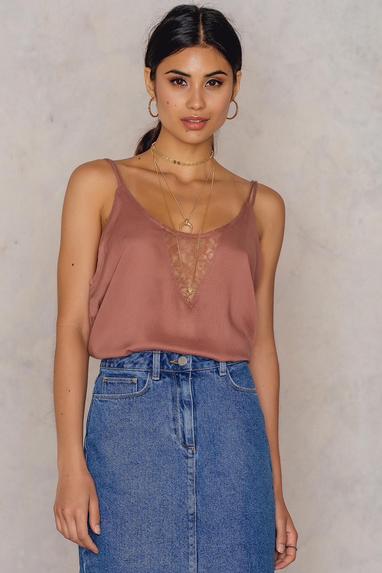 Aniston lace singlet Pink | NA-KD