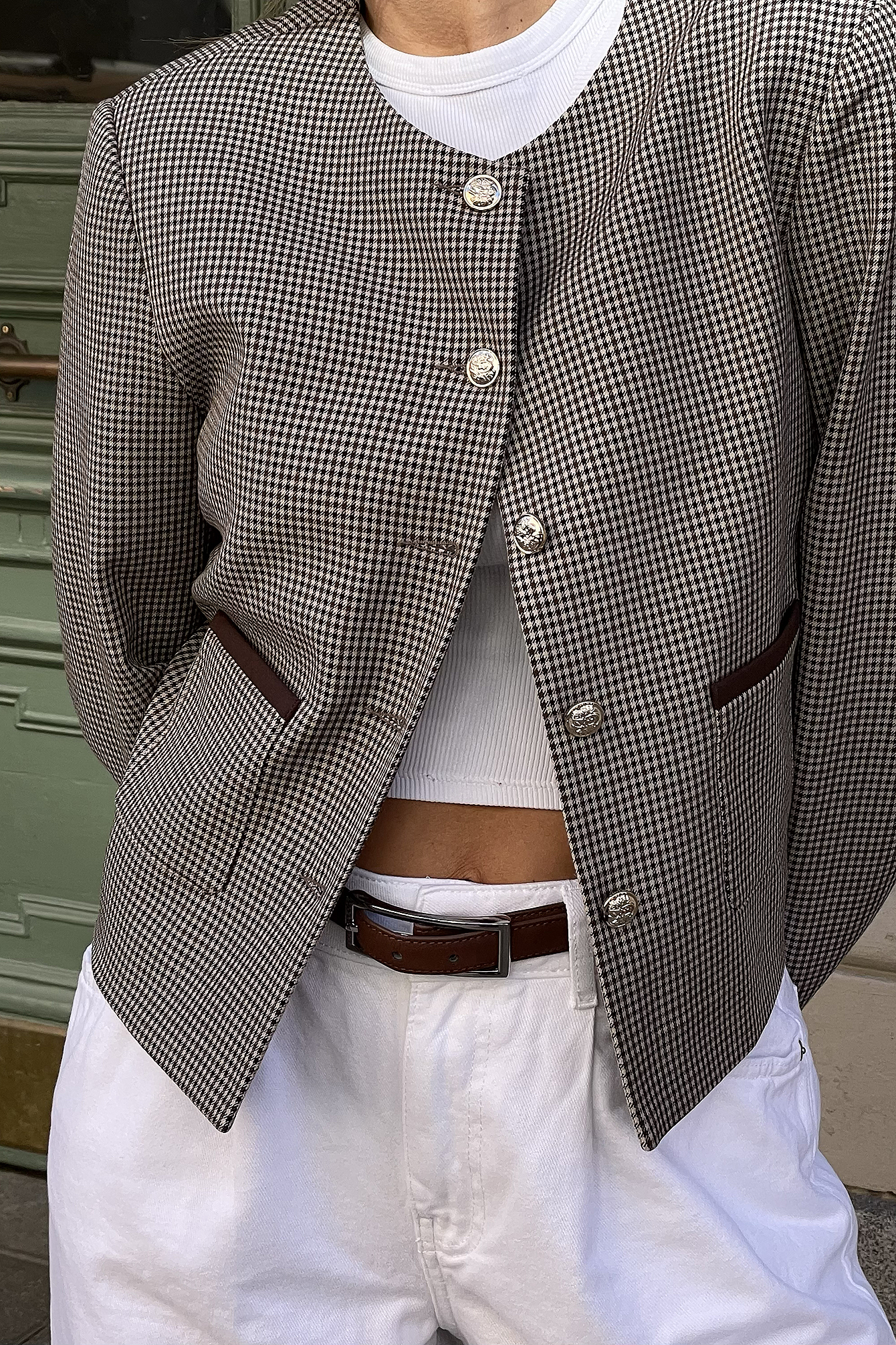 Small Check Jacket Brown | NA-KD