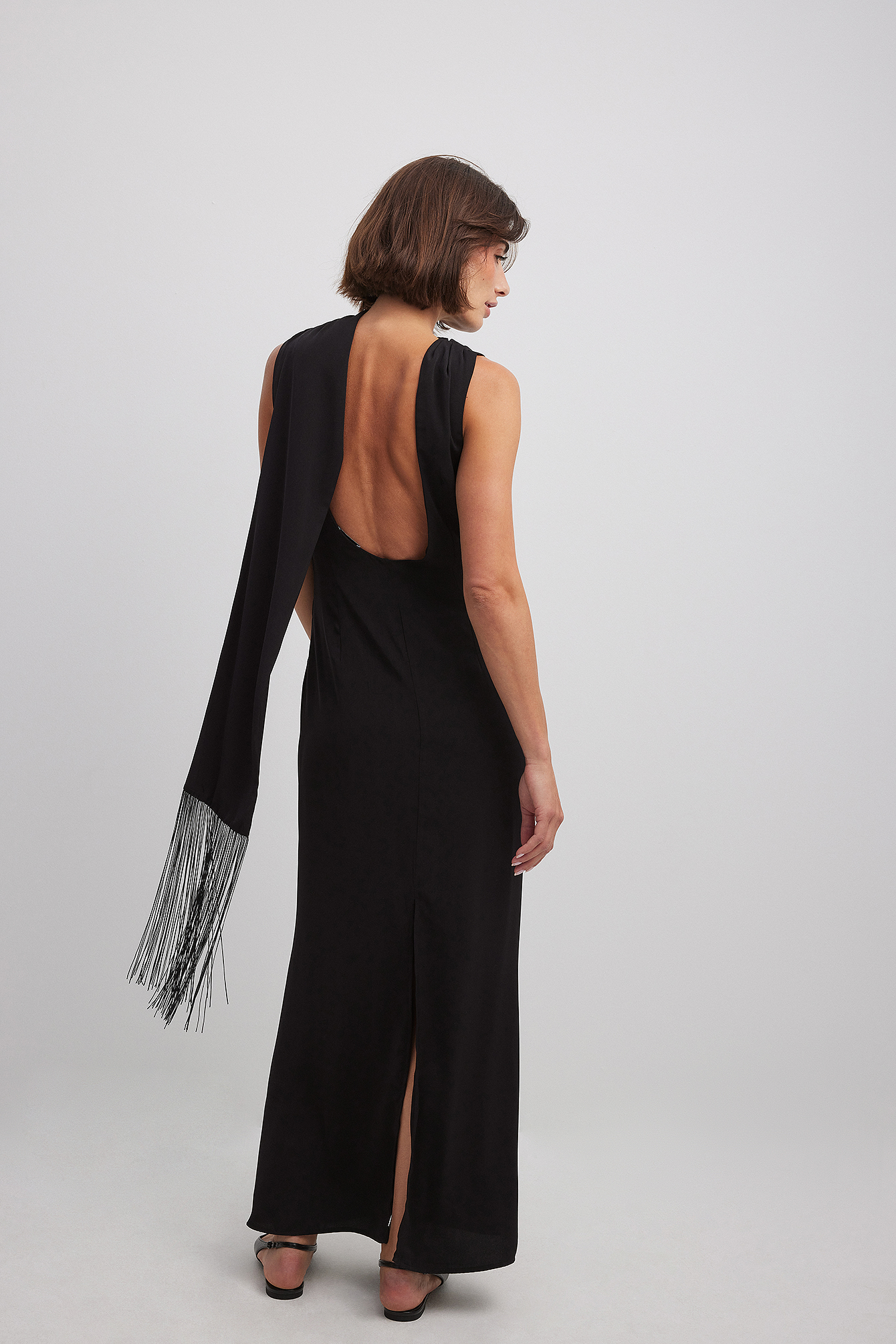 Robe longue avec écharpe Noir | NA-KD