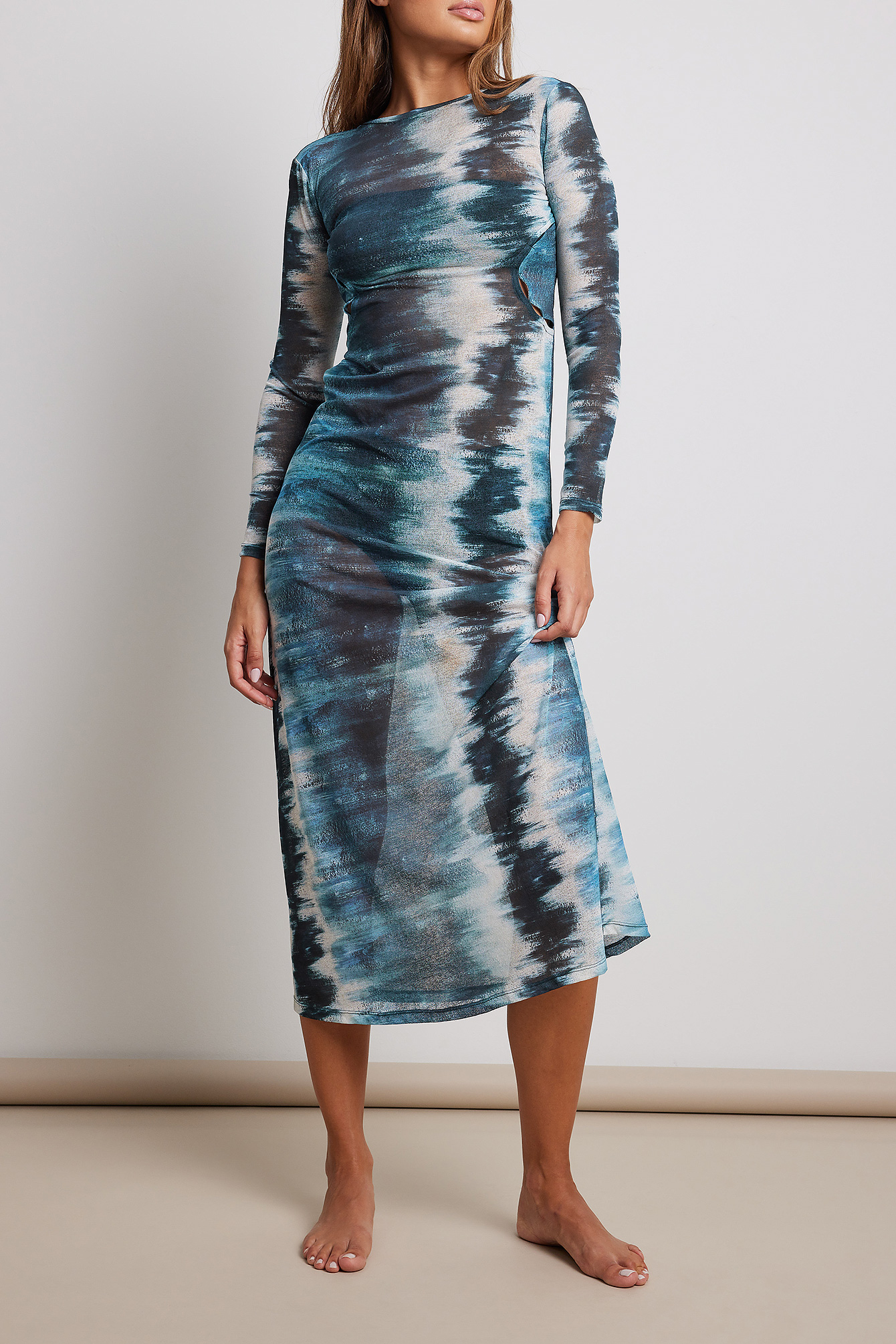 Sheer Cut Out Detail Maxi Dress Blue | na-kd.com