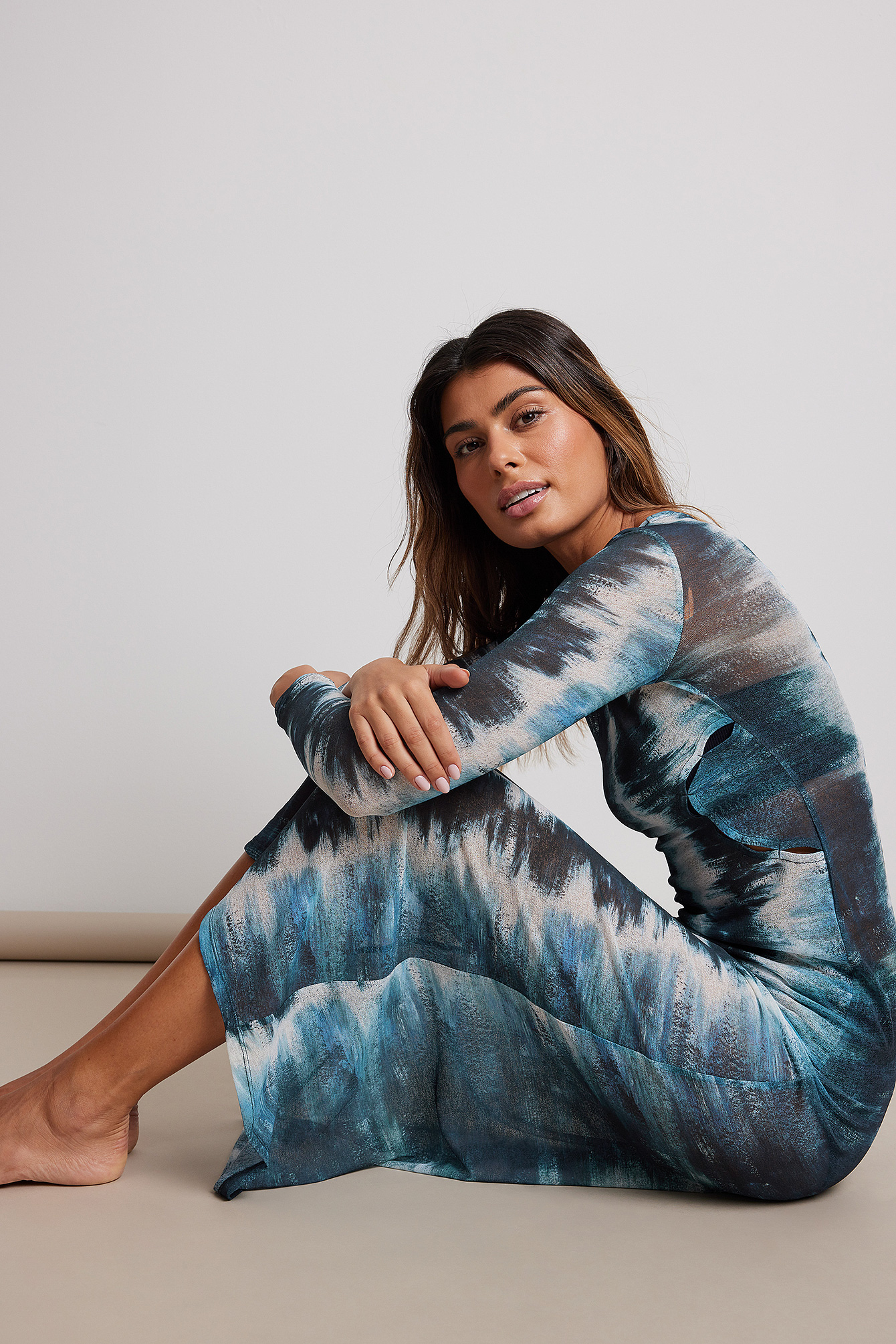 Sheer Cut Out Detail Maxi Dress Blue | NA-KD