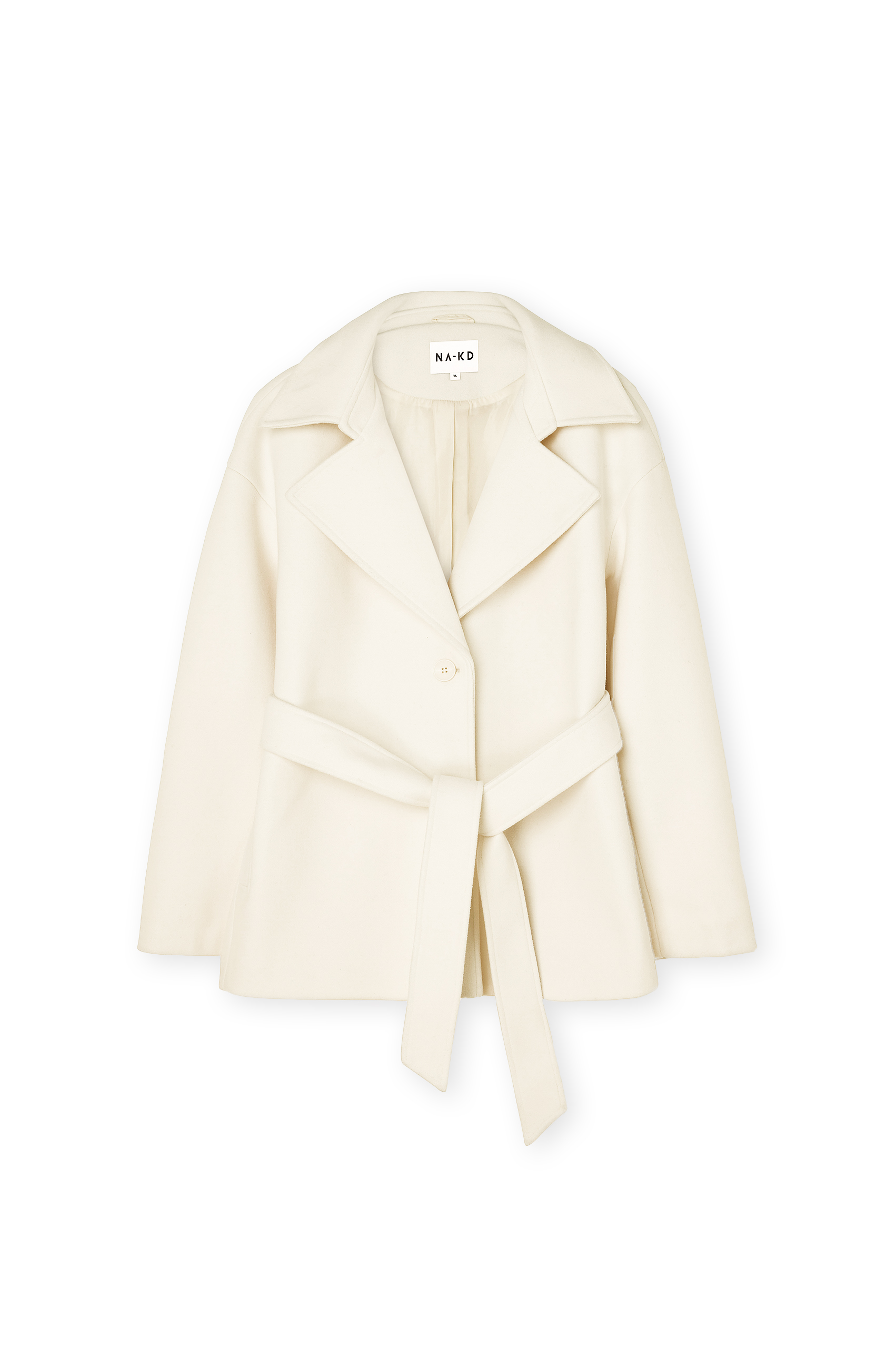 Short Belted Coat Offwhite | NA-KD